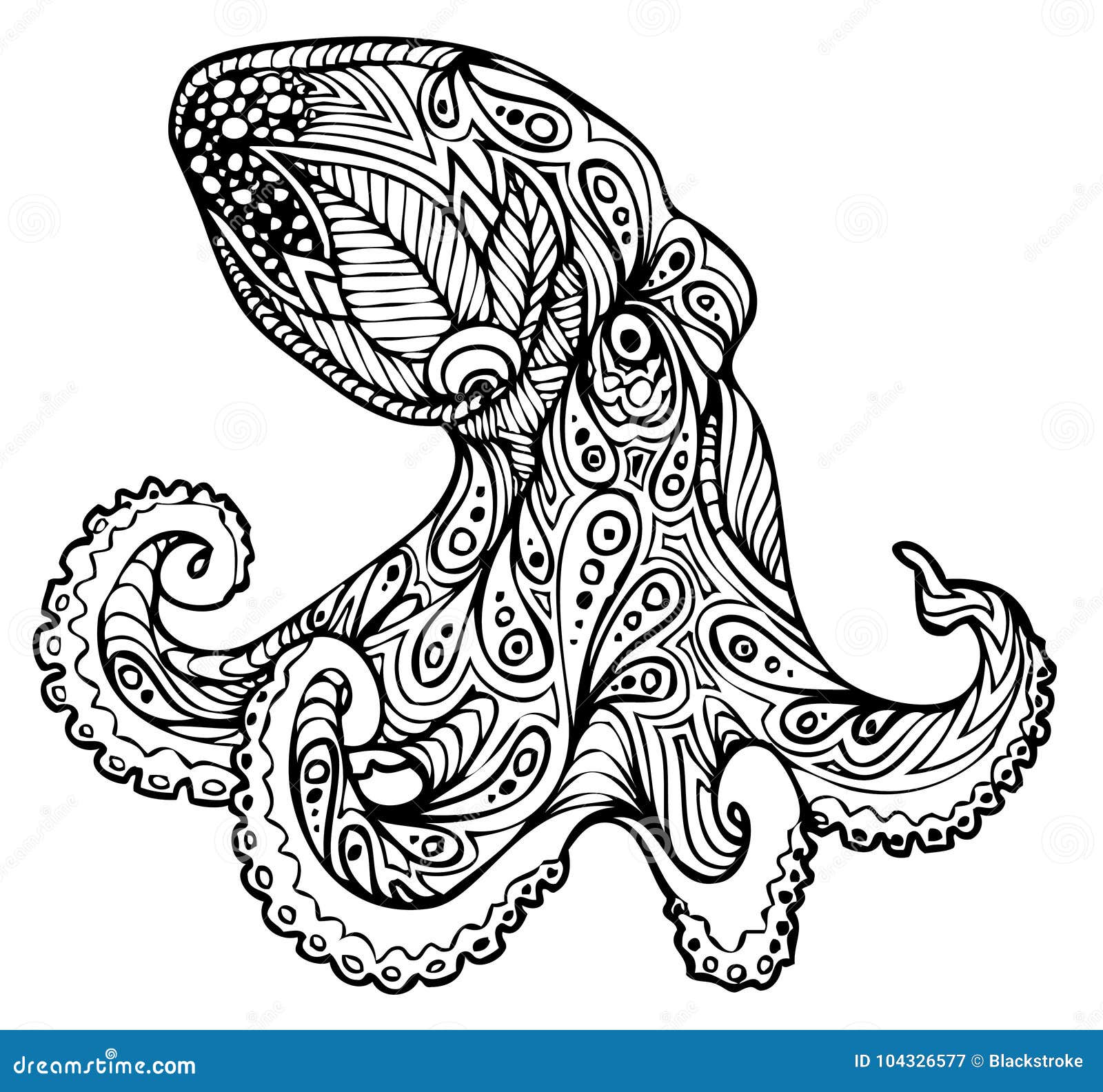 Zentangle octopus stock illustration. Illustration of effect - 104326577