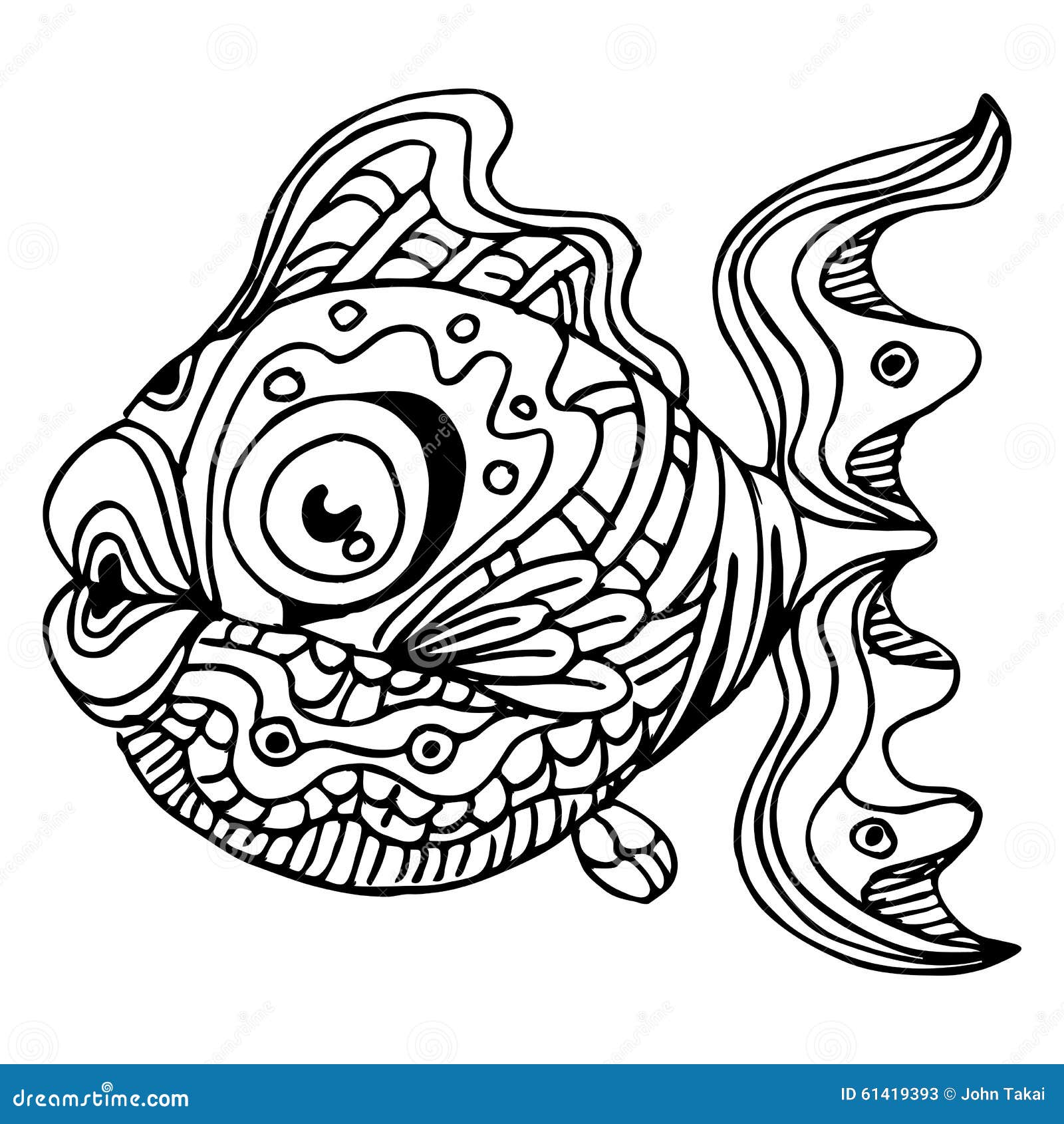 Zentangle Fish stock vector. Illustration of fish, cartoon - 61419393
