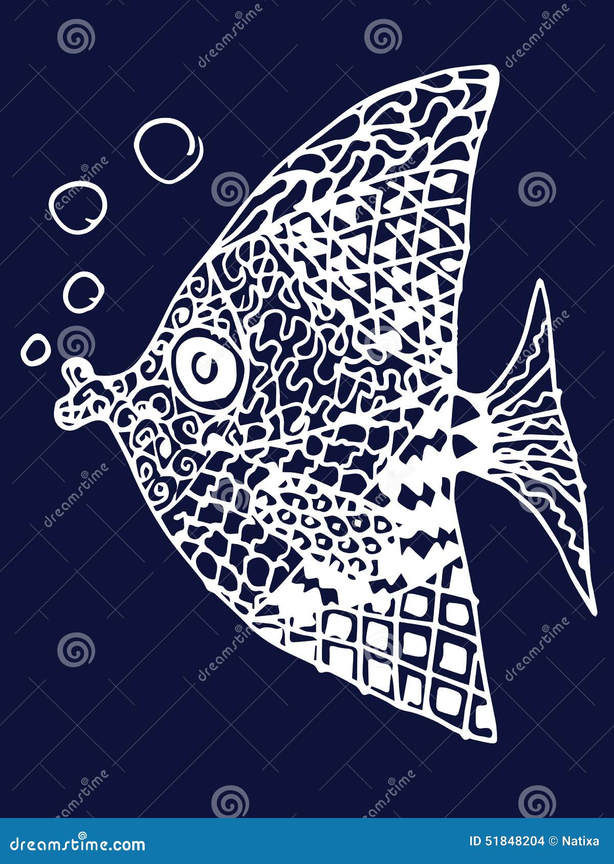 Zentangle fish stock vector. Illustration of bubble, doodle - 51848204