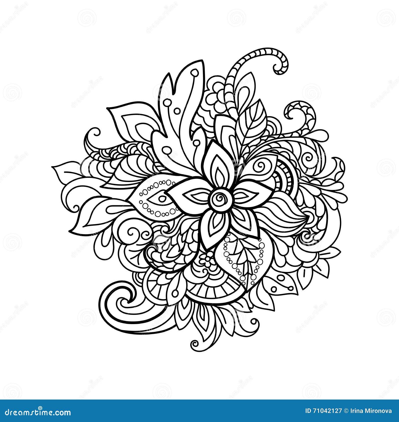 Zentangle floral pattern. stock vector. Illustration of line - 71042127