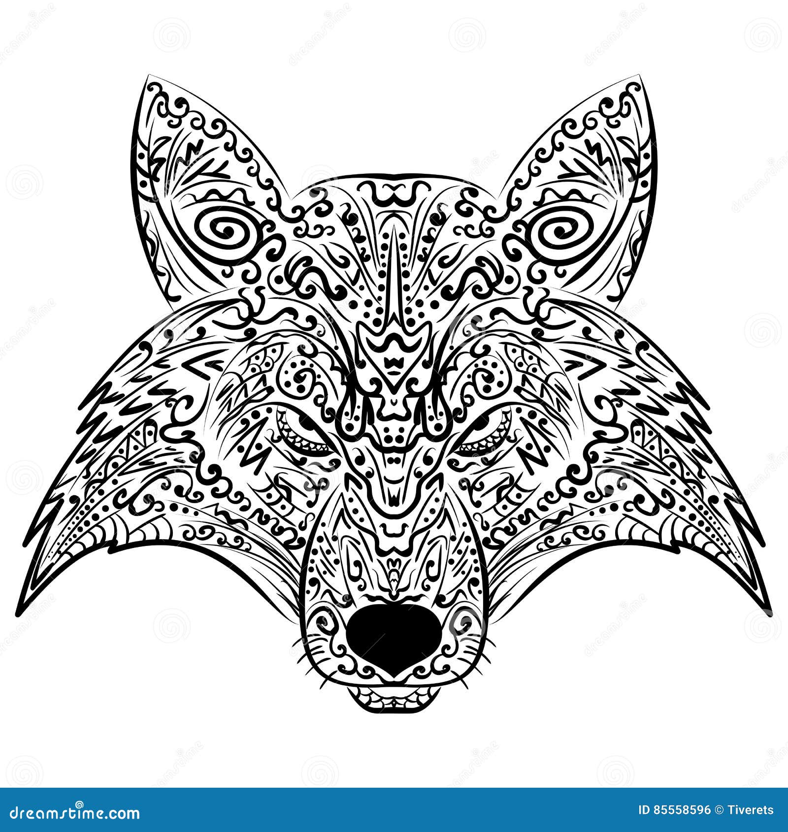 Zentangle Fox Face Doodle Vector Illustration Stock Vector ...
