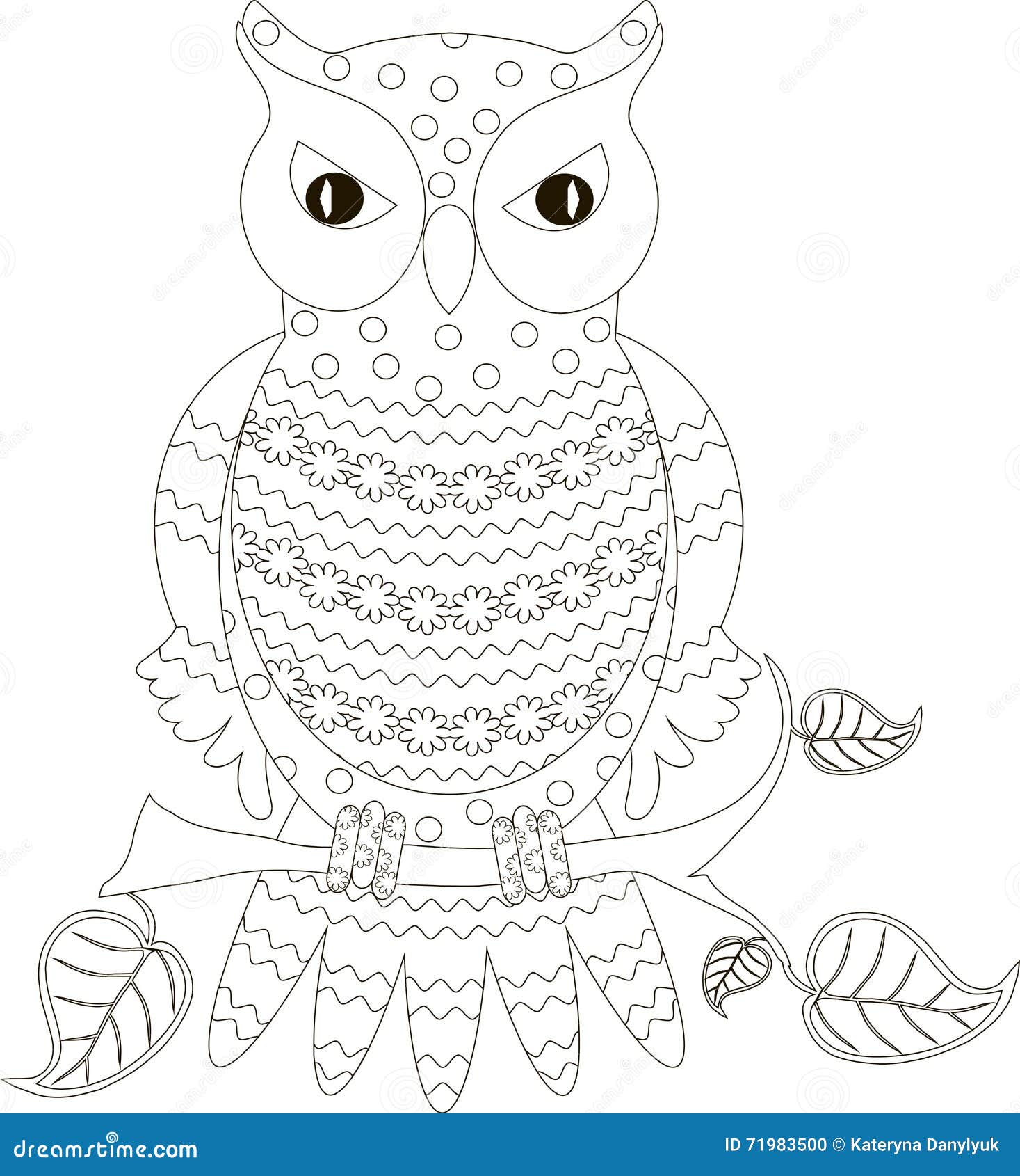 Zentangle Gestileerde Getrokken Uil Zwart-witte Hand, Vector Vector ...
