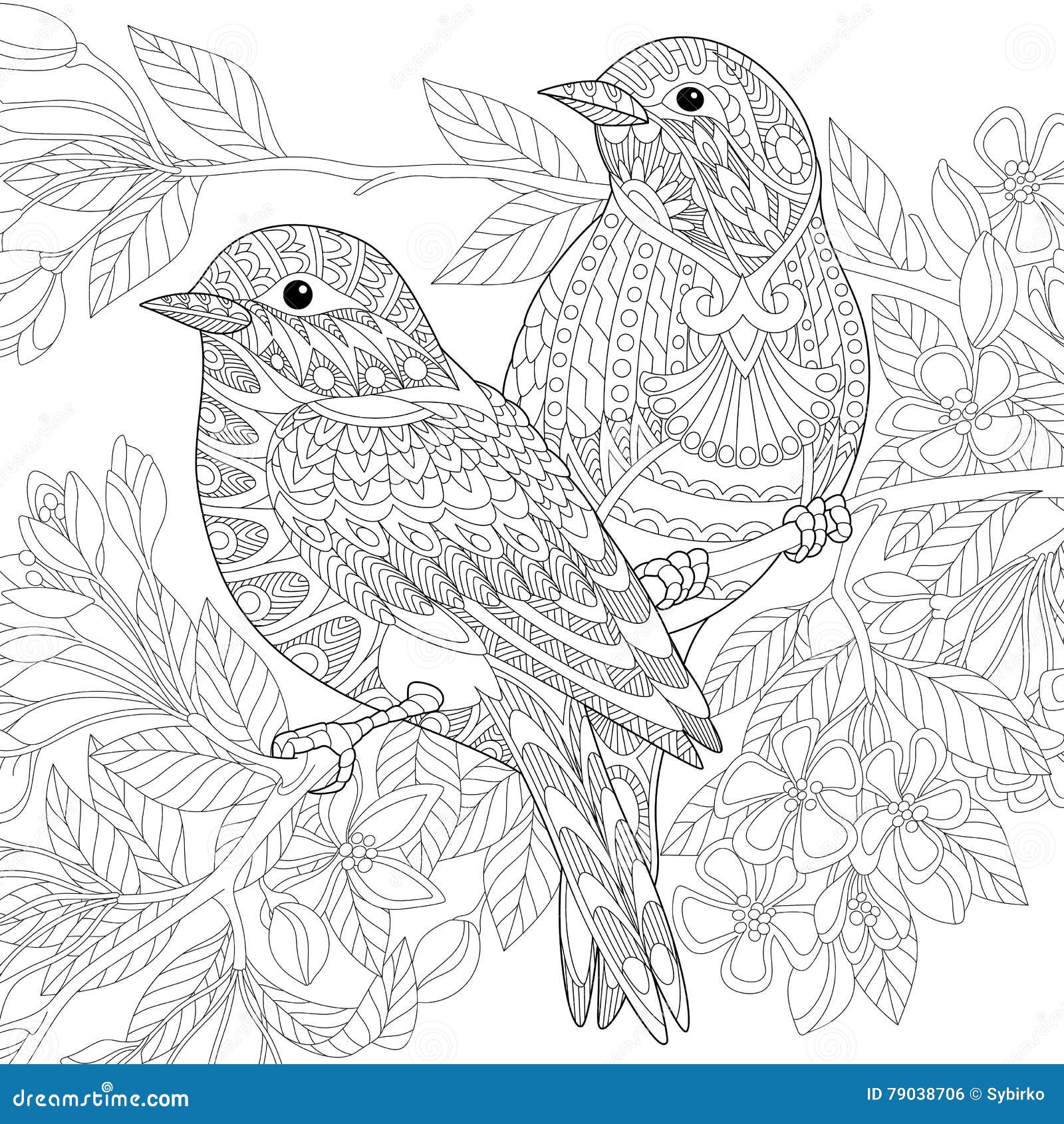 Zentangle Gestileerde Vogels Vector Illustratie - Illustration of ...