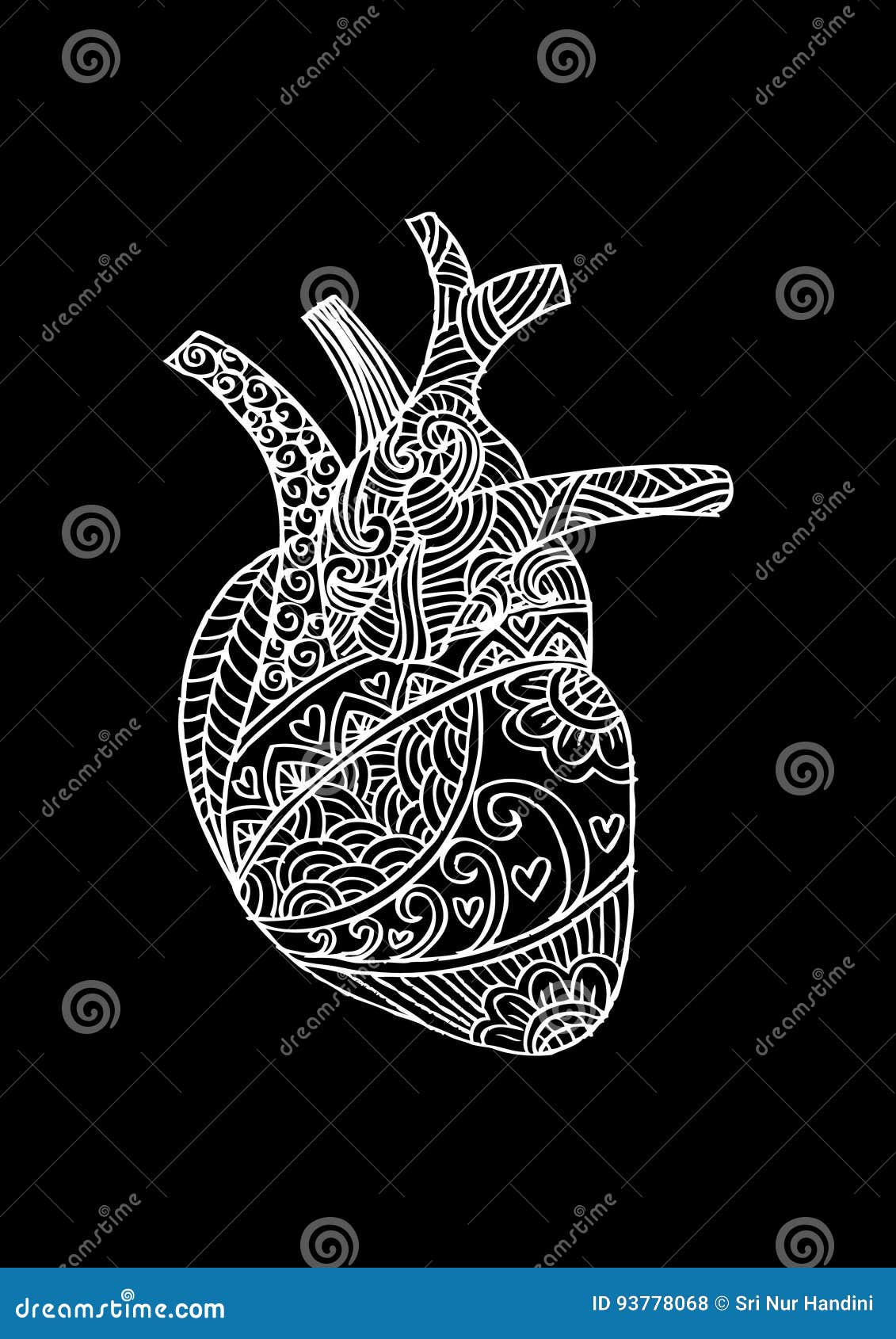 Zentangle Ha Stilizzato Il Cuore Umano Illustrazione di Stock ...