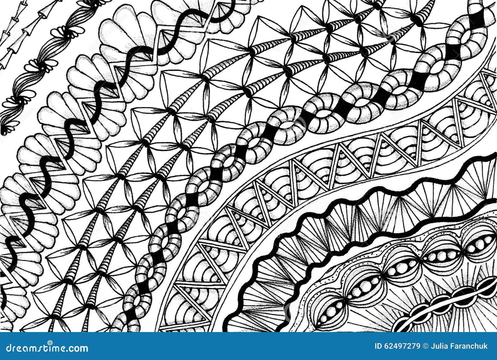Zentangle - Meditative Drawing Stock Illustration - Illustration of ...