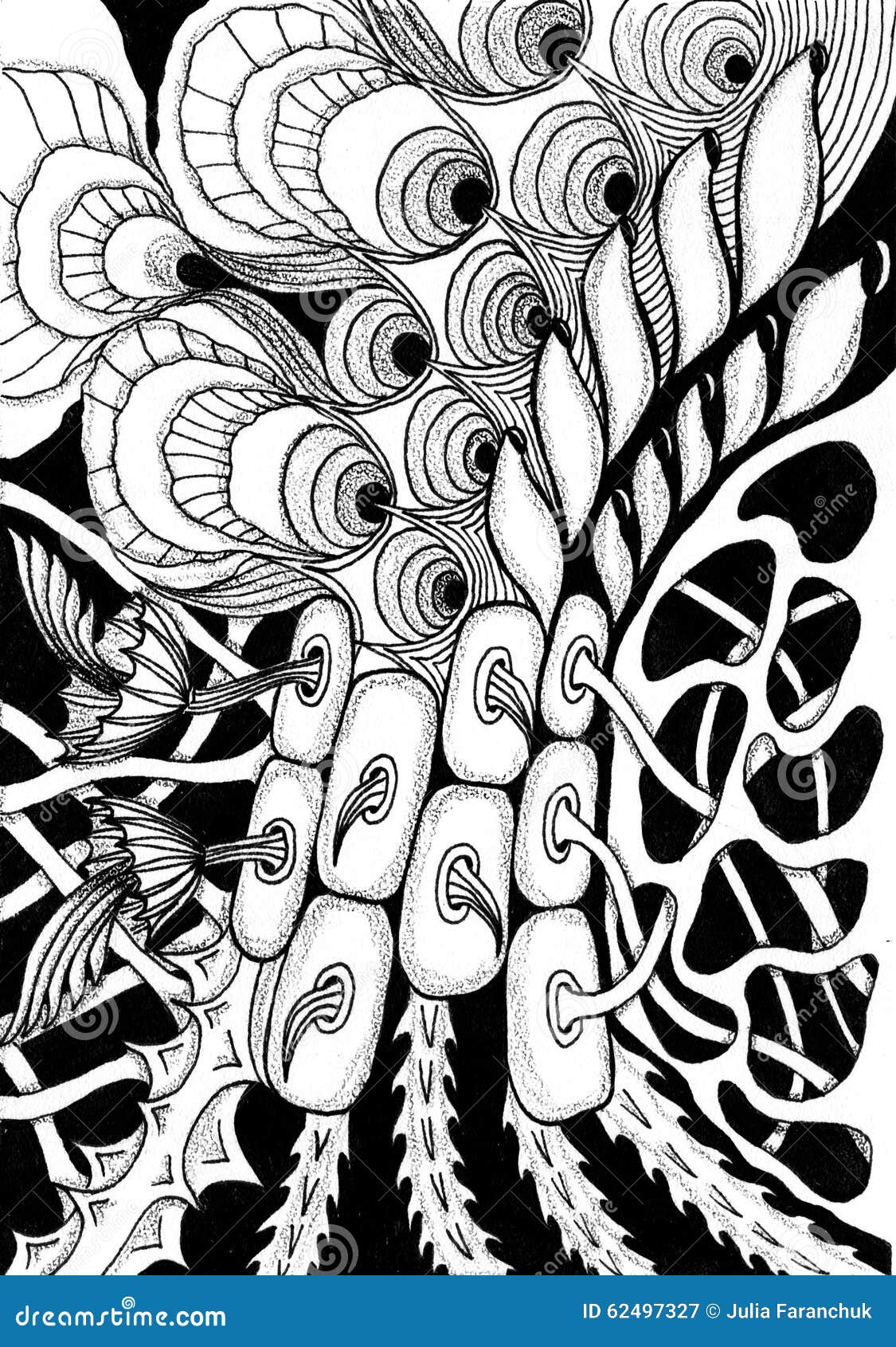 Zentangle - Meditative Drawing Stock Illustration - Illustration of ...