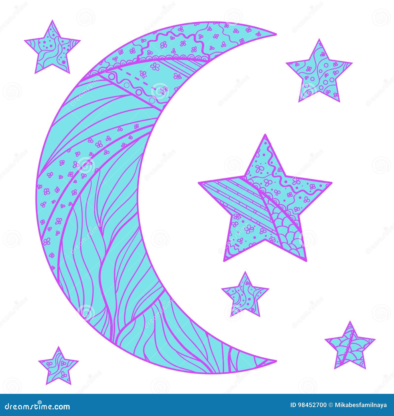 Zentangle Sun, New Moon And Star Vector Symbols. | CartoonDealer.com ...