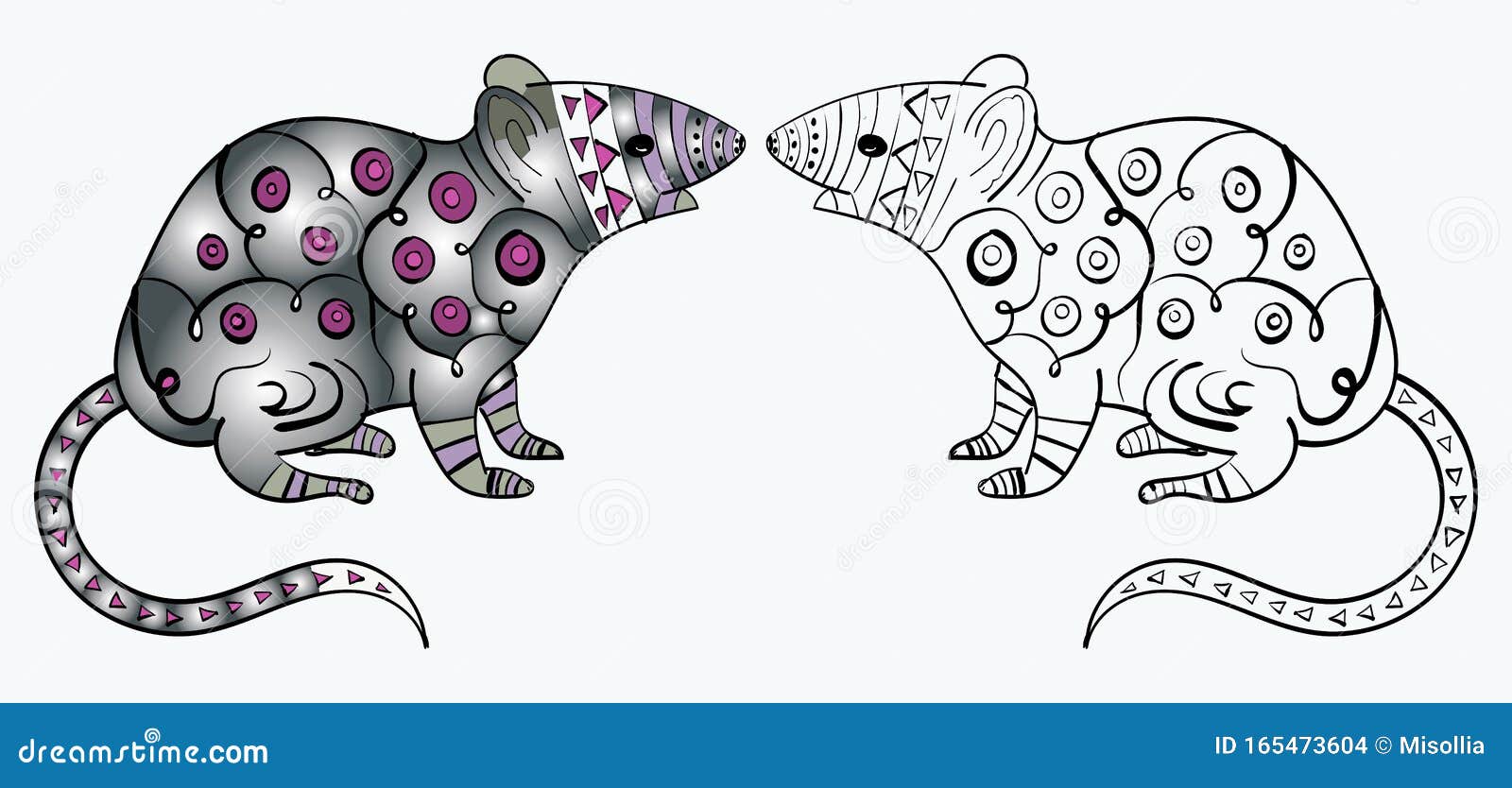 Zentangle Mouse or Rat Coloring Page Vector Stock Vector - Illustration ...