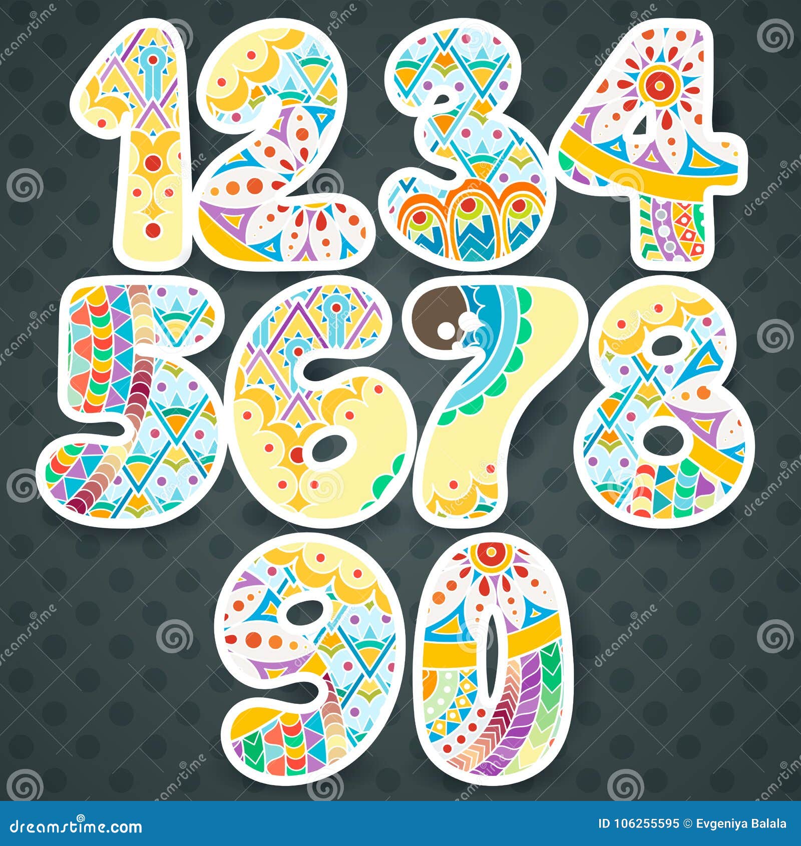 Zentangle Numbers Set. Collection of Doodle Numbers with Zentangle ...