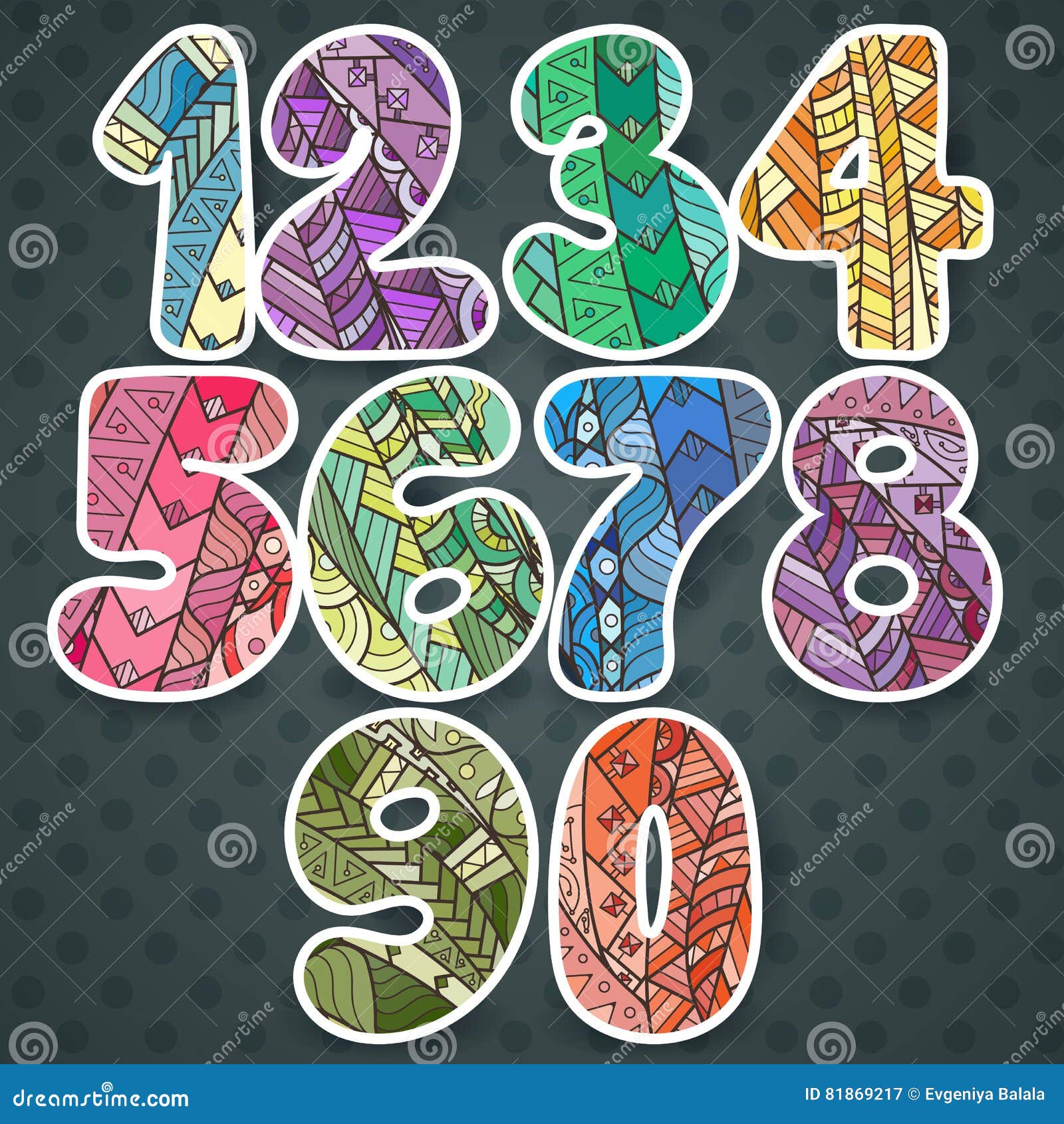 Zentangle Numbers Set. Collection of Doodle Numbers with Zentangle ...