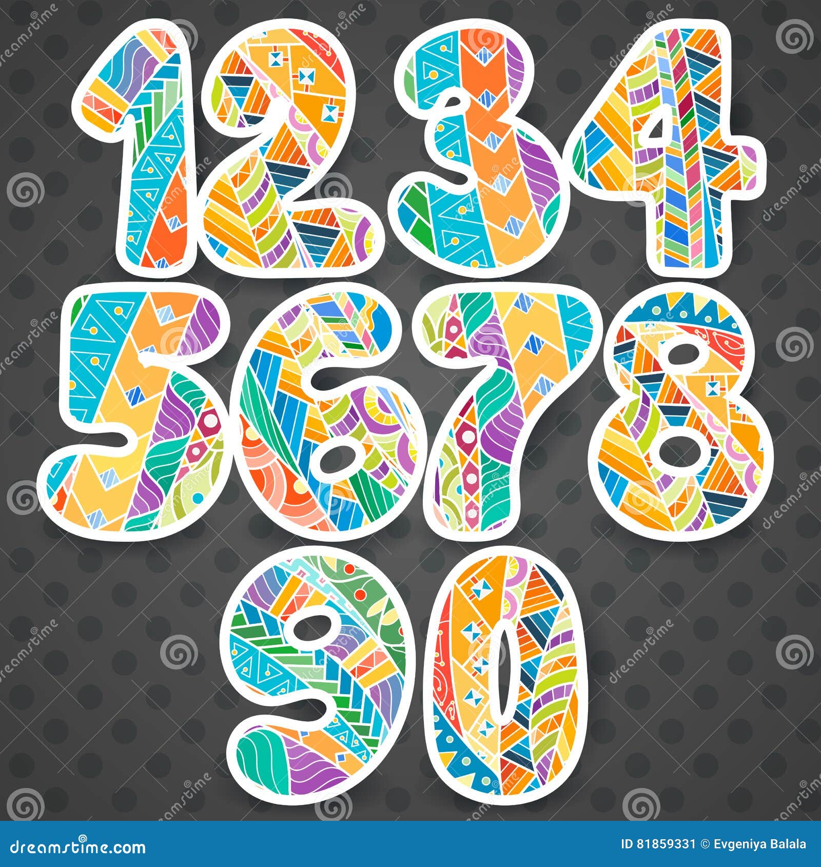 Zentangle Numbers Set. Collection of Pattern Doodle Elements Stock ...