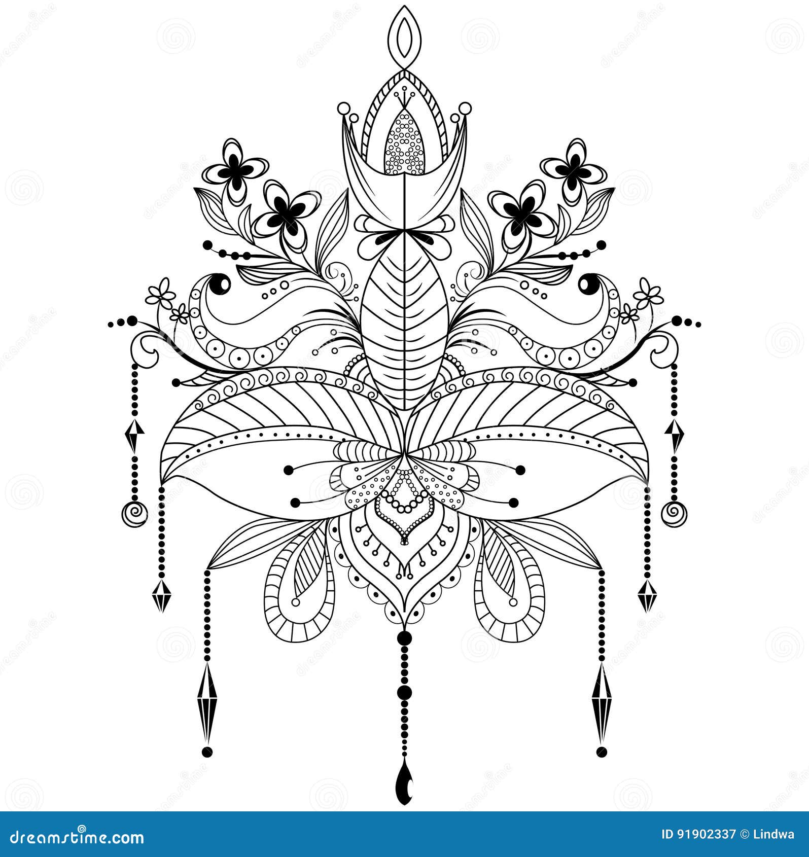 Zentangle Ornamental Lotus Flower Stock Vector - Illustration of flash ...