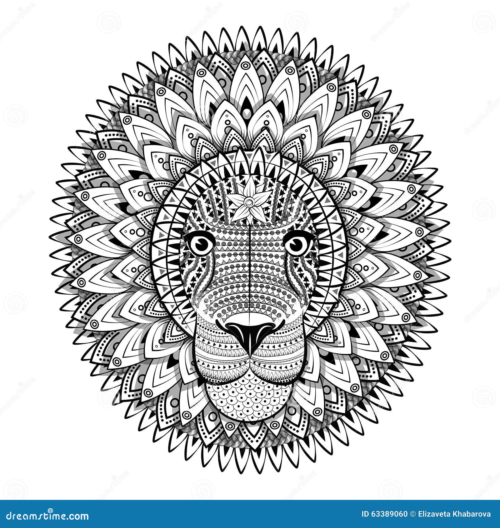 Zentangle Ornate Lion. Tattoo Sketch Vector Illustration Stock Vector ...