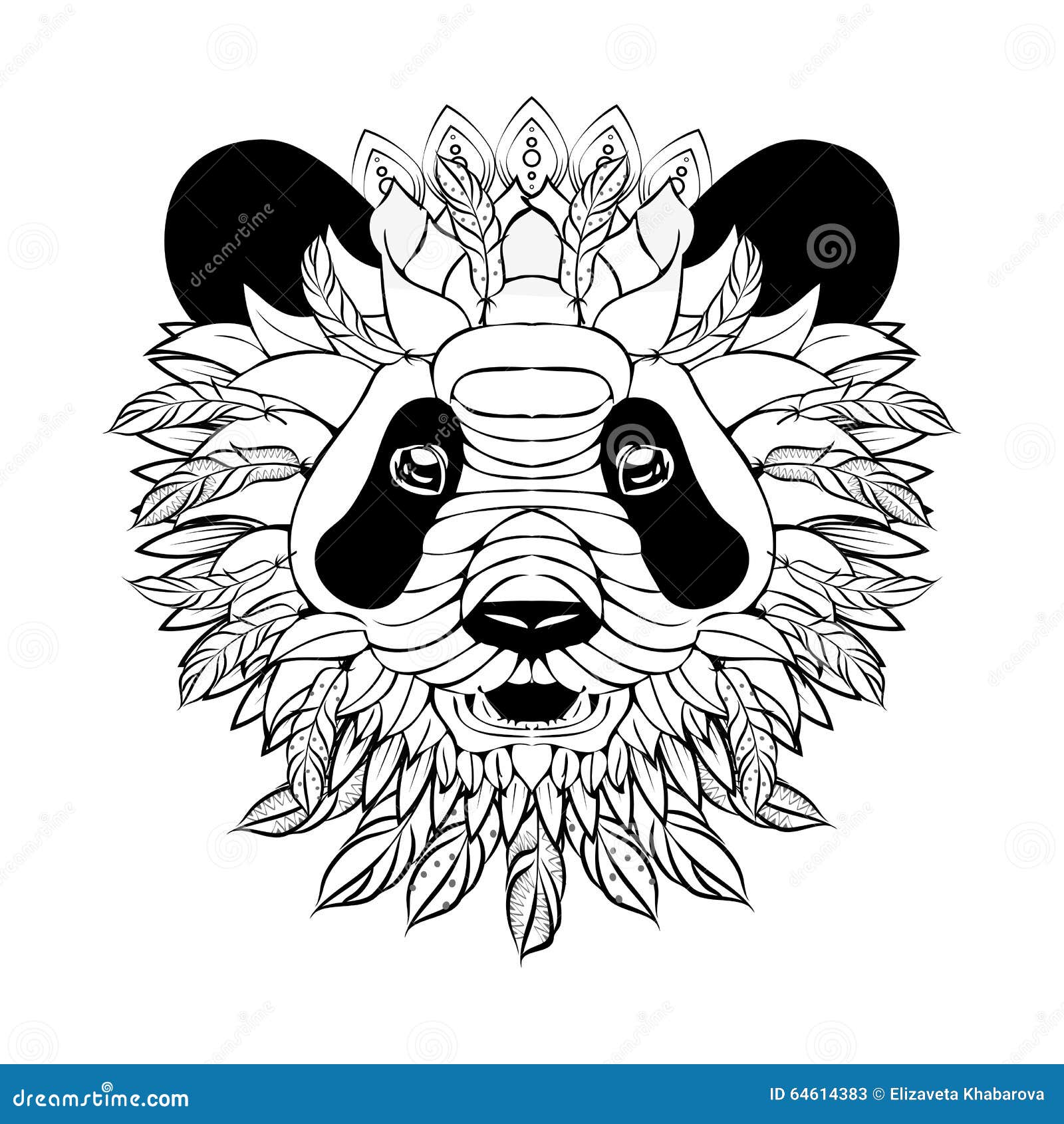 Zentangle Ornate Panda stock vector. Illustration of abstract - 64614383