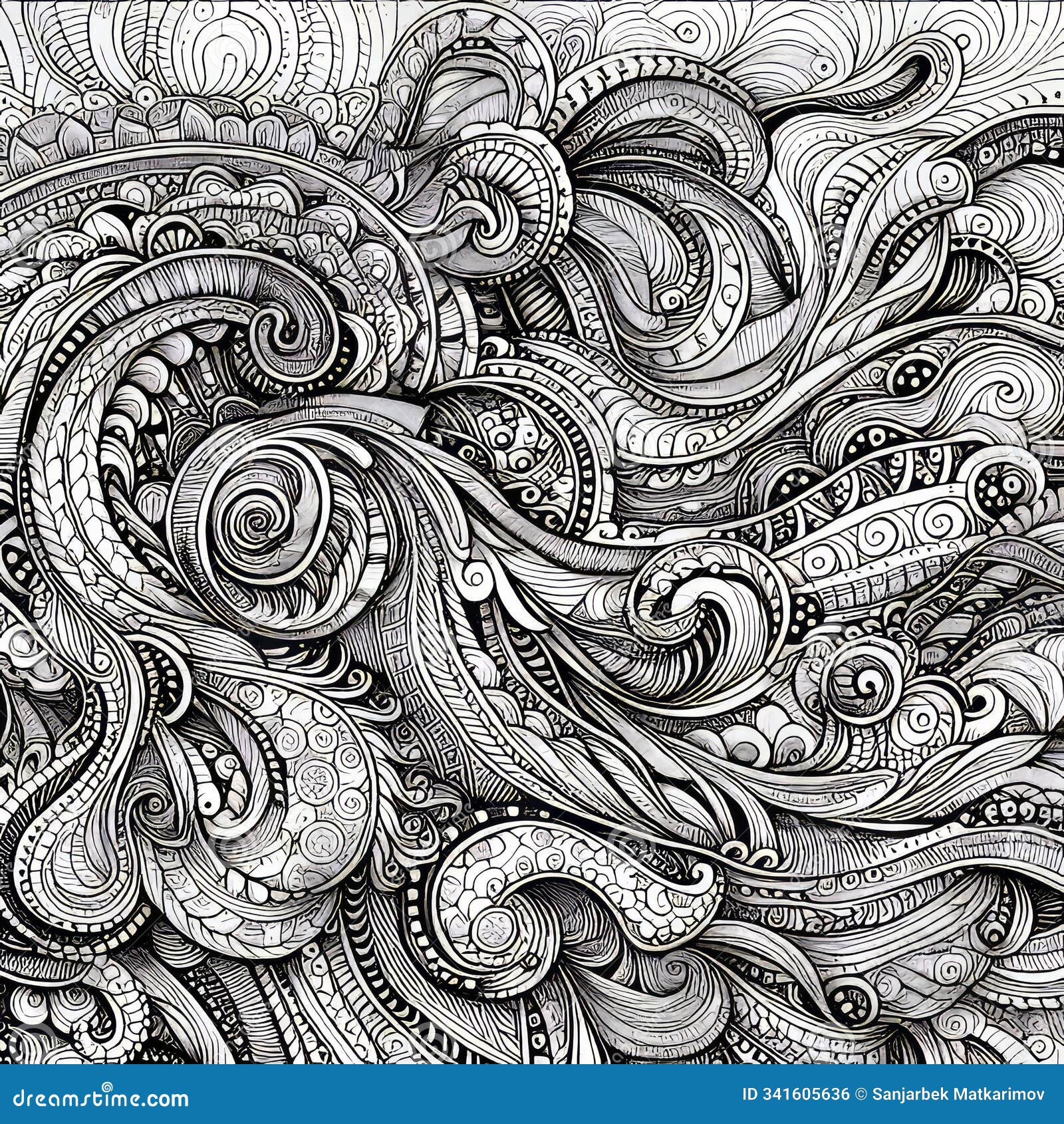 Zentangle Patterns Intricate Meditative Doodles Forming Current Stock ...