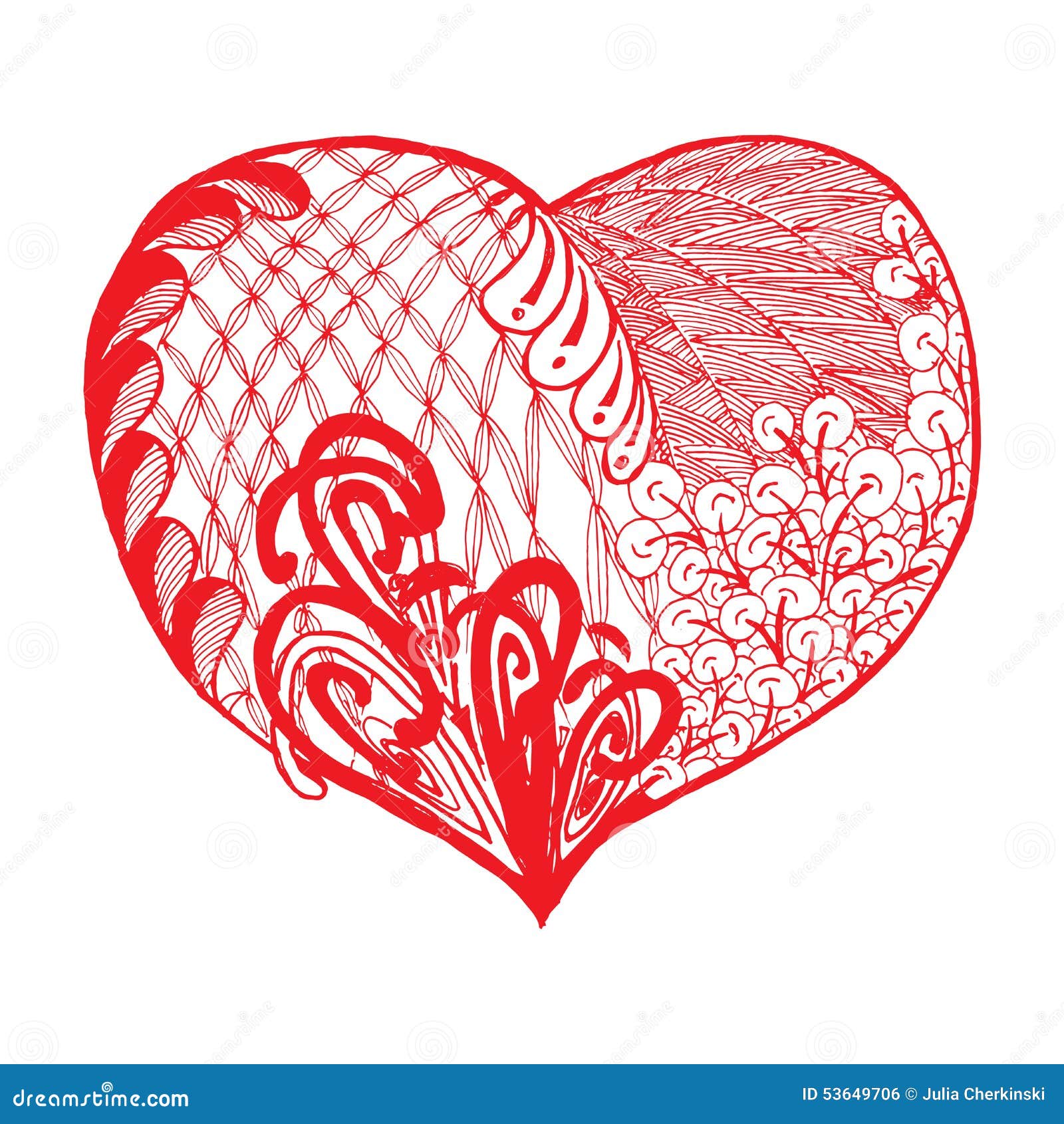 Zentangle Red Heart Illustration Stock Illustration - Illustration of ...