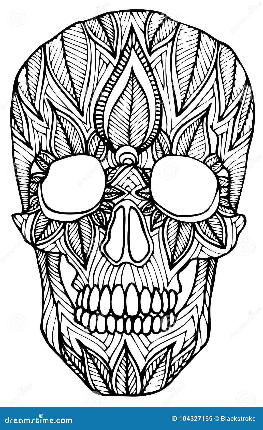 Zentangle skull stock illustration. Illustration of black - 104327155
