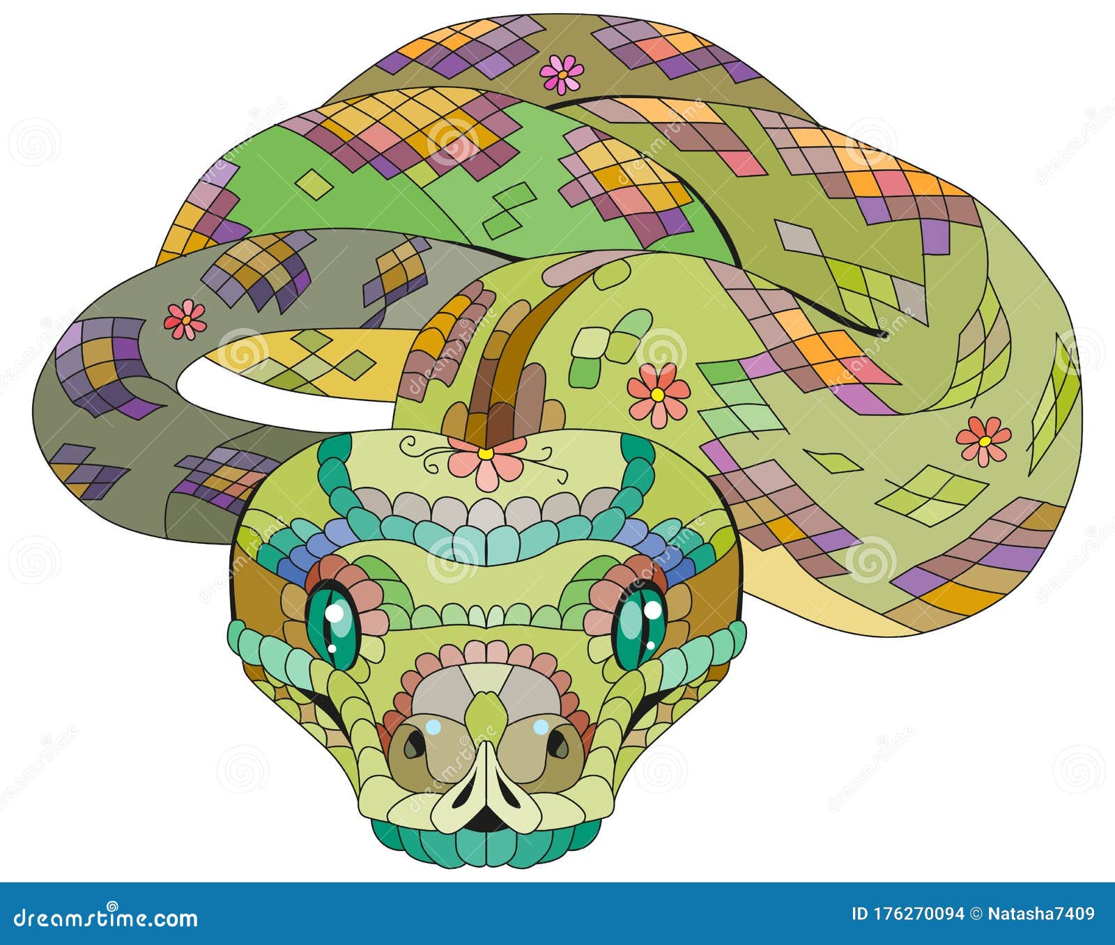 Zentangle Snake. Hand Drawn Decorative Vector Illustration Stock Vector ...