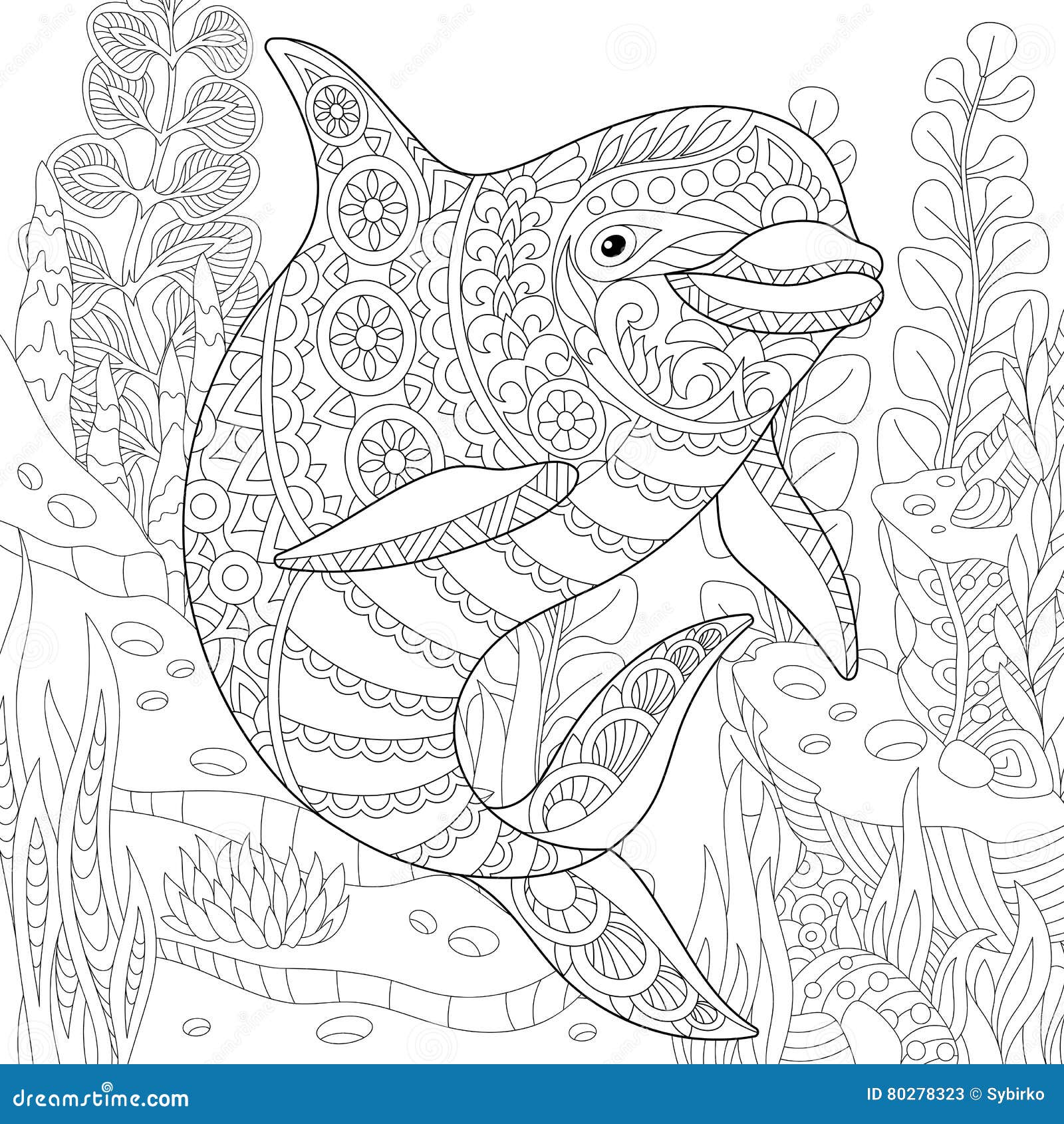 Zentangle Stilisierte Delphin Vektor Abbildung - Illustration von schön ...