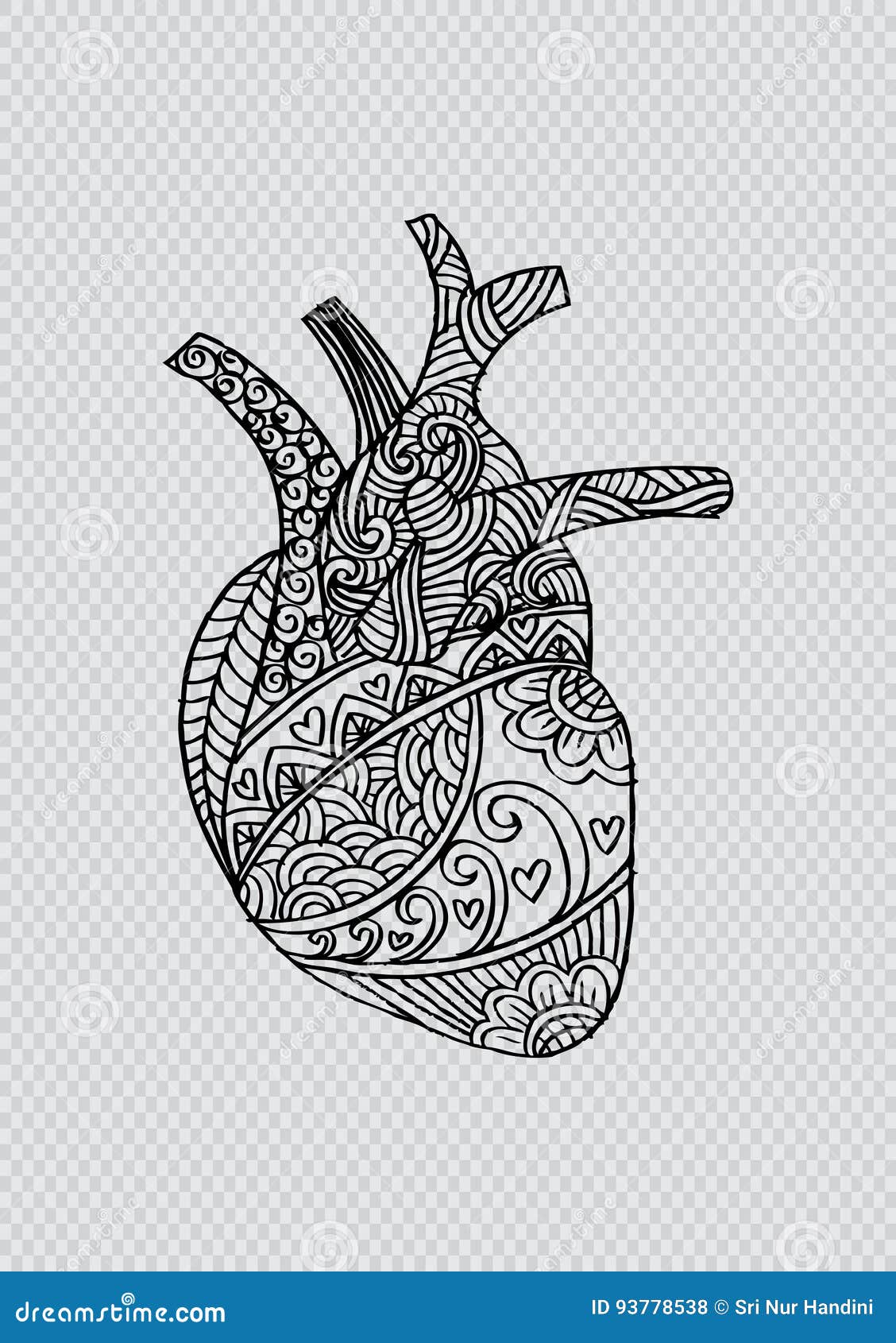 Zentangle a Stylisé Le Coeur Humain Illustration Stock - Illustration ...