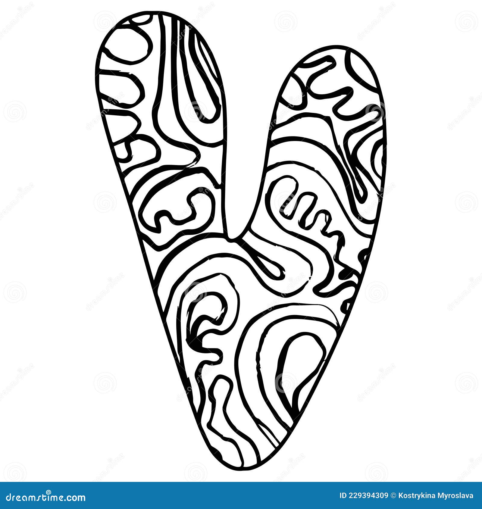 Zentangle Stylized Alphabet - Letter V. Vector Illustration Black White ...
