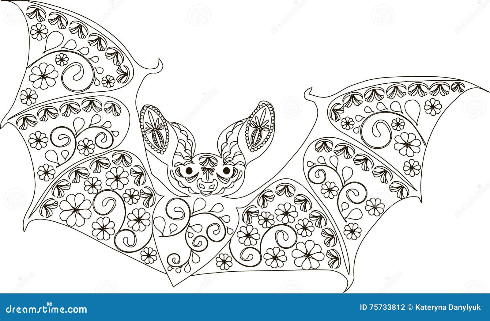 Zentangle Stylized Bat Black and White Hand Drawn Vector Stock Vector ...