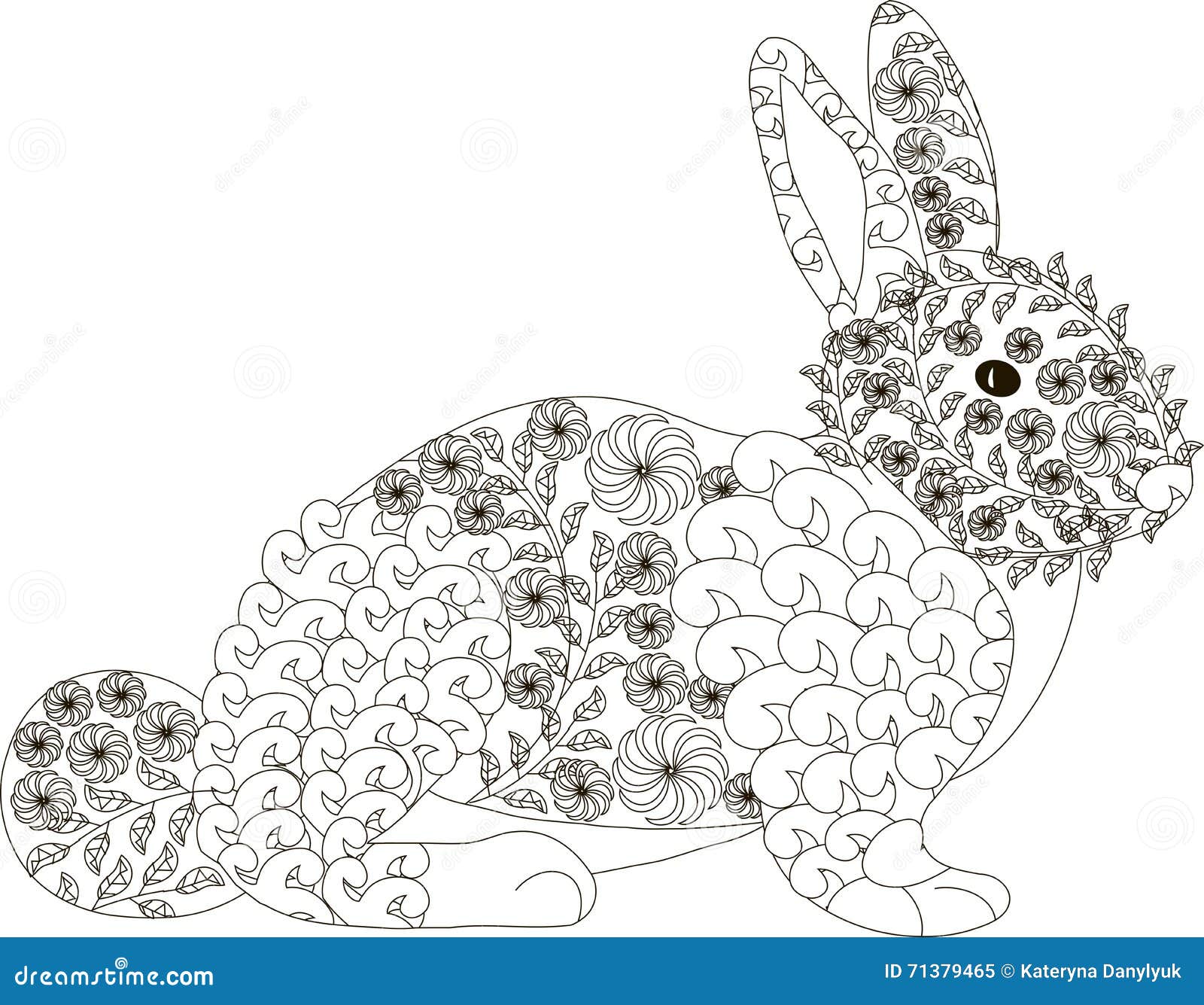 Zentangle, Stylized Black and White Hand Drawn Rabbit, Vector Stock ...