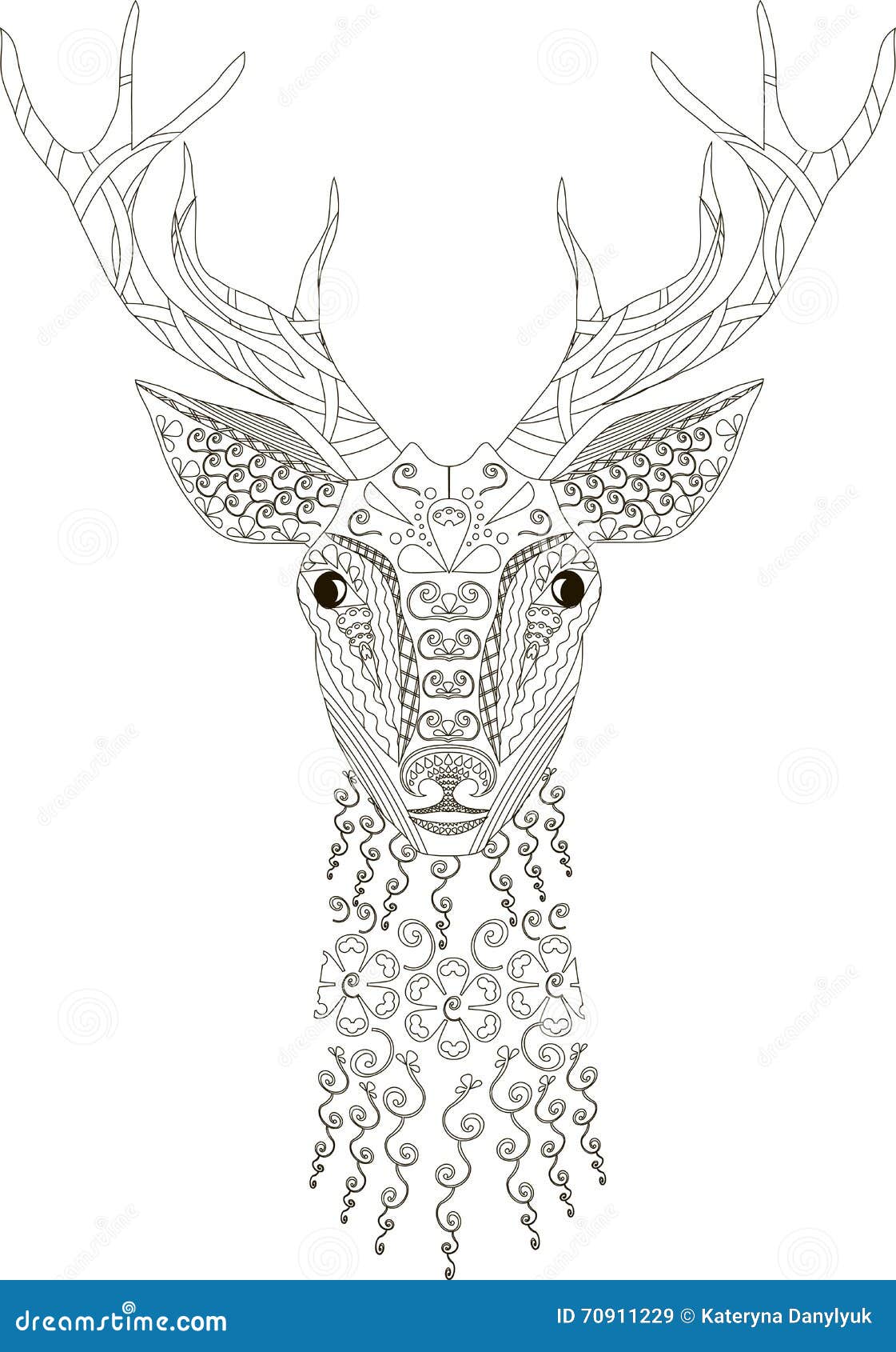 Zentangle Deer Reindeer Coloring Page Cartoon Vector | CartoonDealer ...