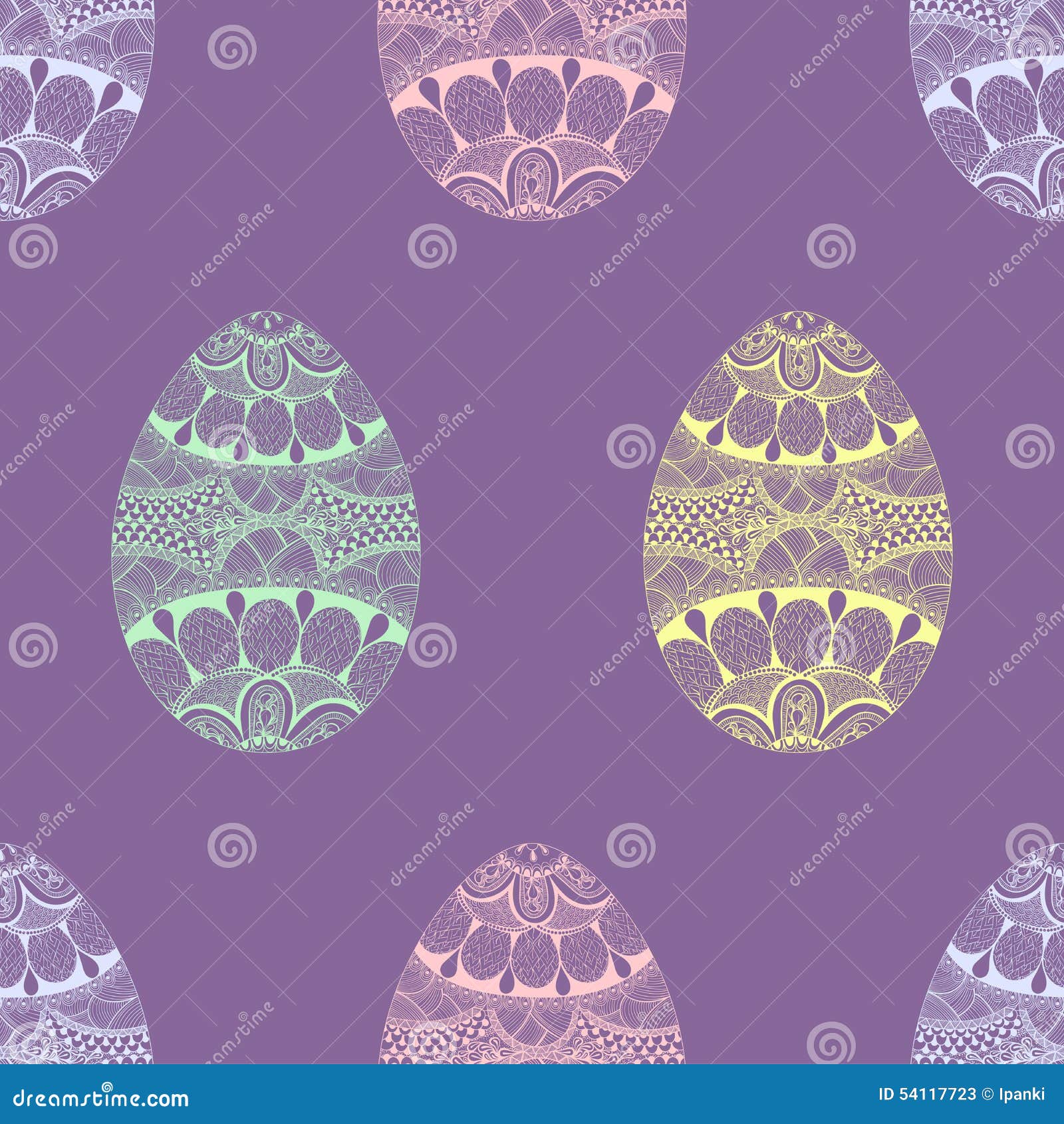 Zentangle Stylized Easter Pastel Eggs Seamless Pattern. Stock ...