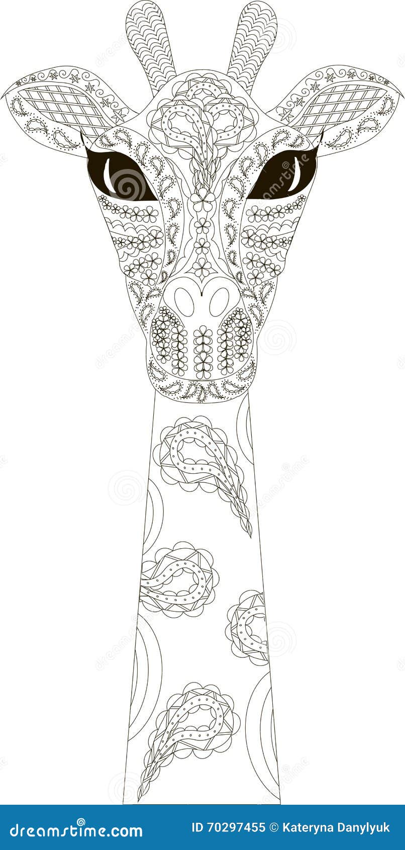 Zentangle Stylized Giraffe Black and White Hand Drawn Stock Vector ...