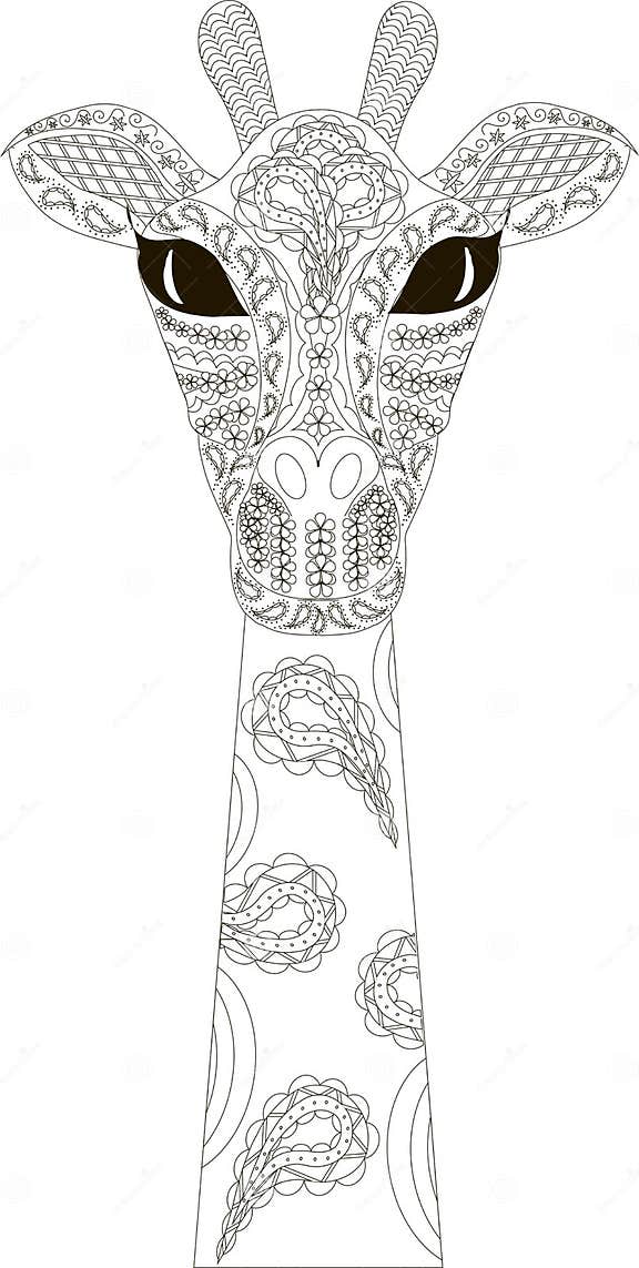 Zentangle Stylized Giraffe Black and White Hand Drawn Stock Vector ...