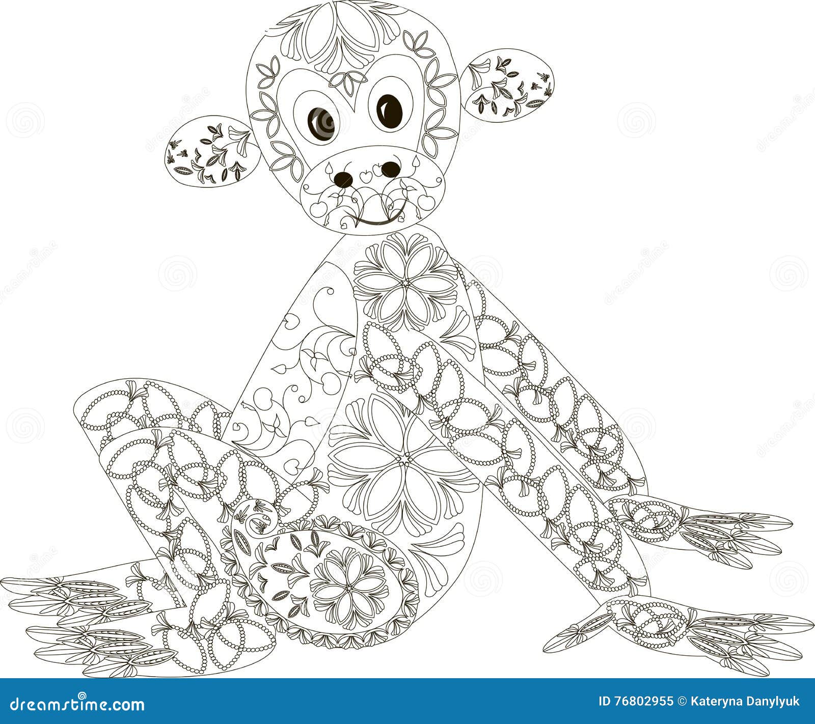 Monkey Stylized Zentangle Style. Ethnic Monkey Vector Illustration ...