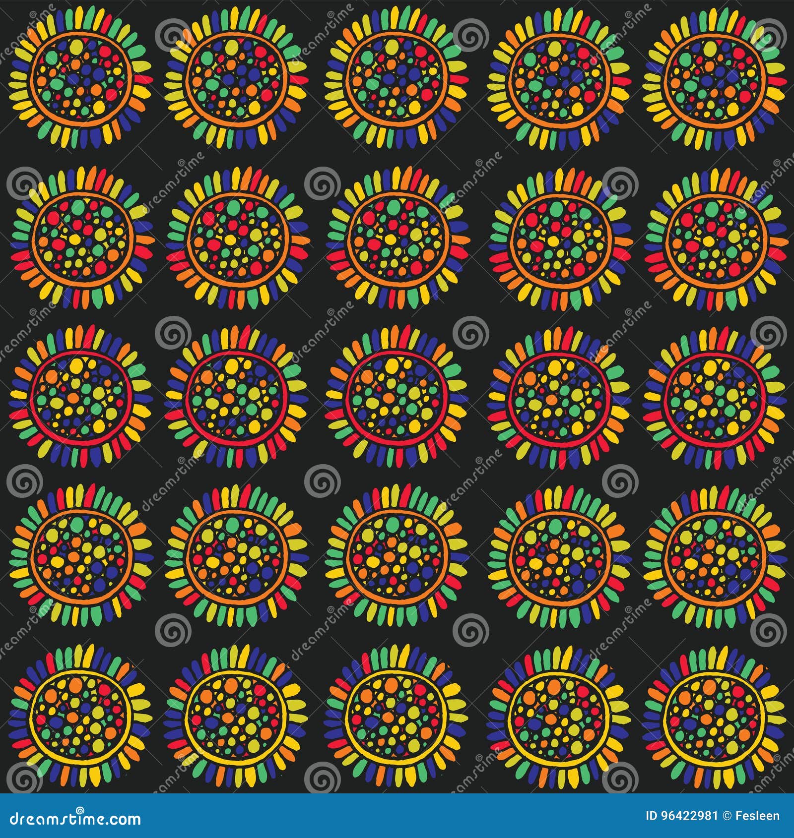 Zentangle Sunflower Seamless Pattern. Stock Vector - Illustration of ...