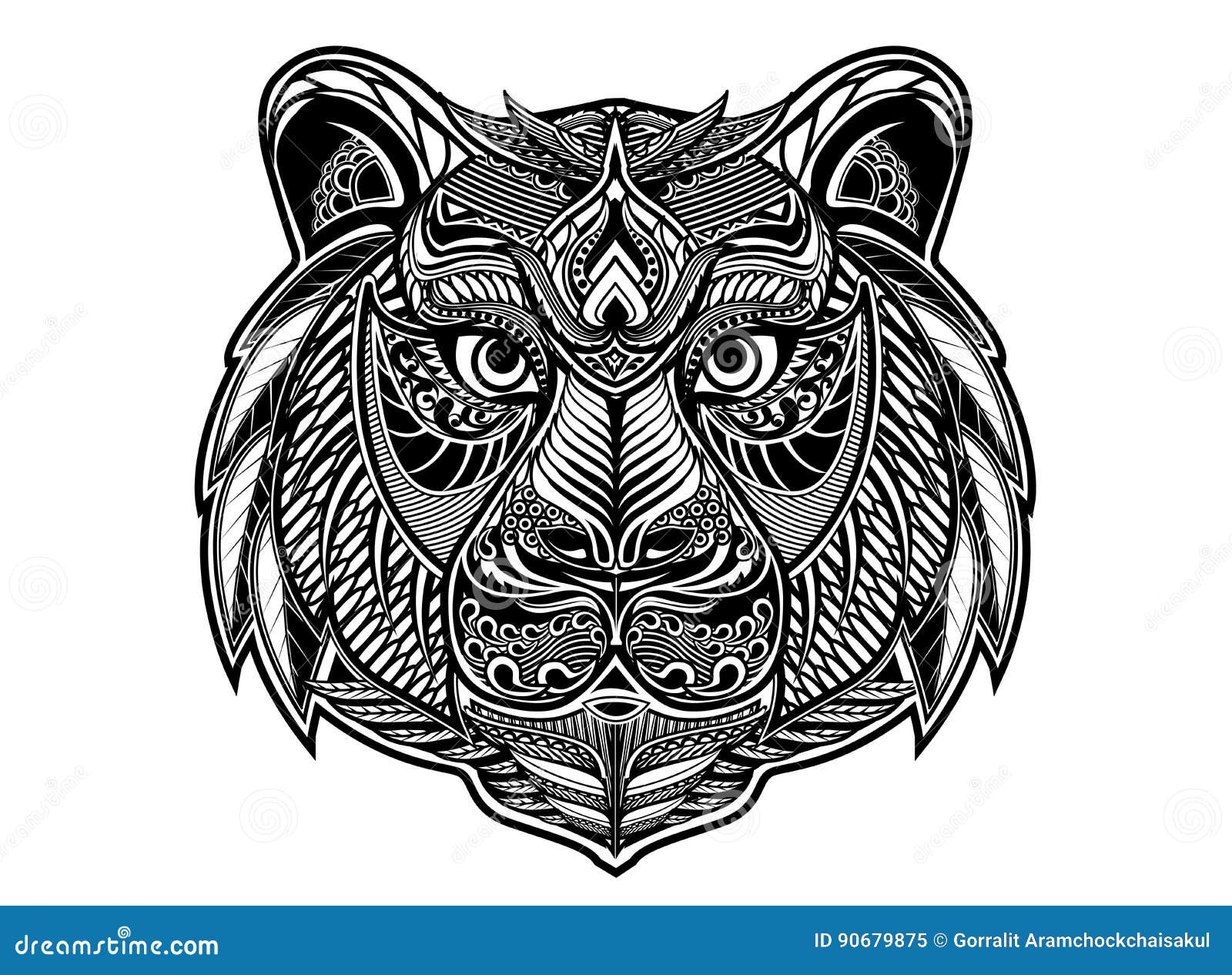 Zentangle Tiger Baby Cub Coloring Page Cartoon Vector | CartoonDealer ...