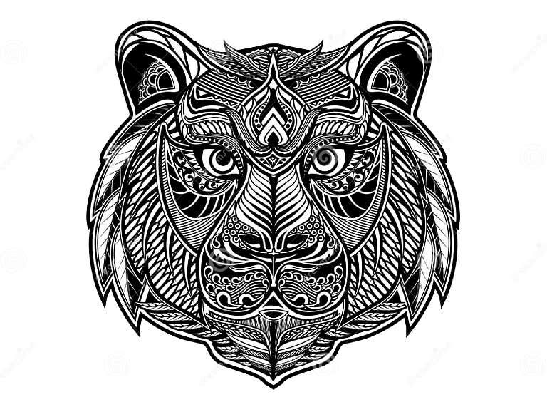 Zentangle tiger vector stock vector. Illustration of abstract - 90679875