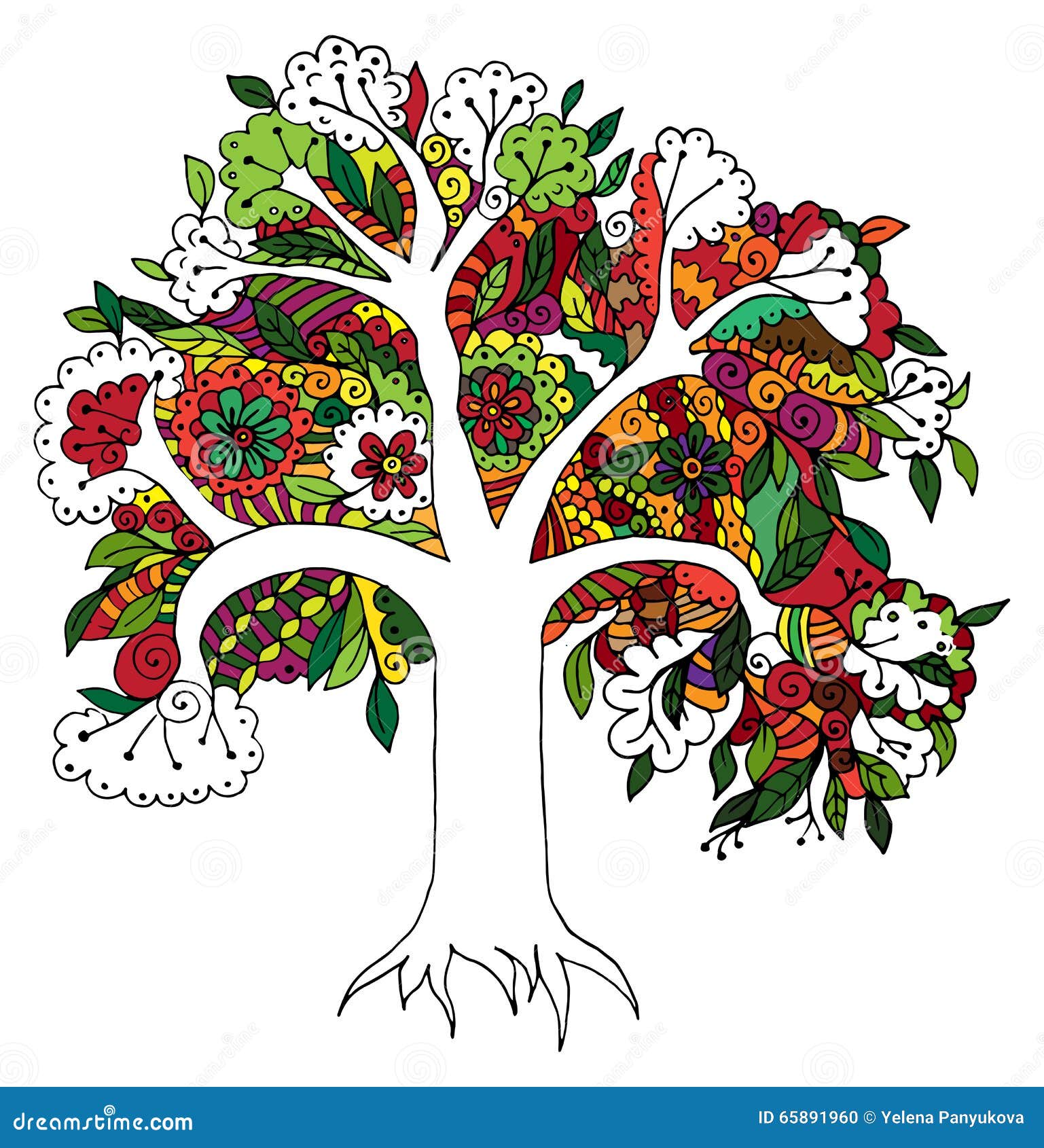 Zentangle Tree stock vector. Illustration of artwork - 65891960