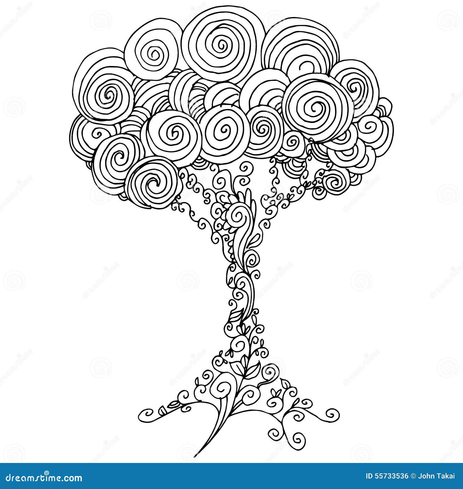 Zentangle Tree Outline Stock Vector - Image: 55733536