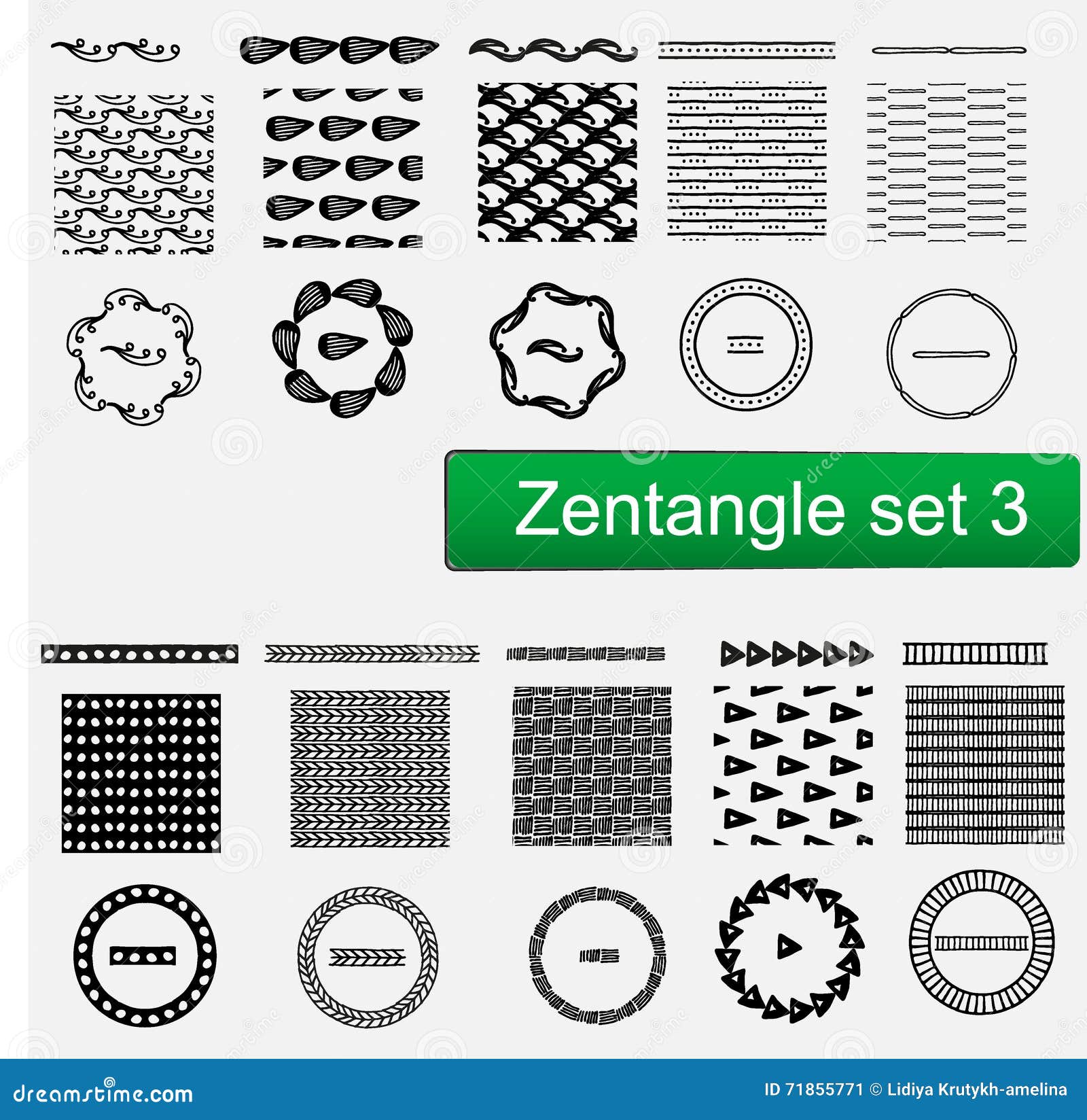 Zentangle Vector Seamless Patterns and Brushes Set , Hand Drawn Frames ...