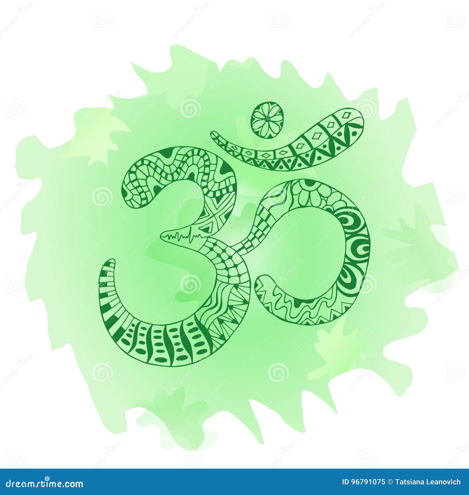 Zentangleom Symbool Aum, Ohm Vector Illustratie - Illustration of ...