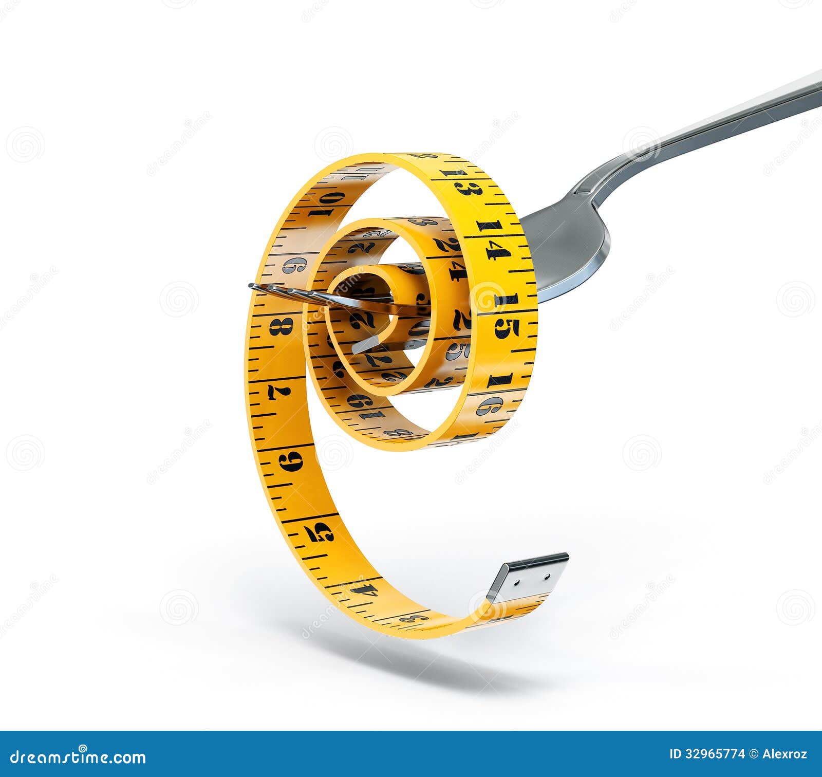 Zentimeter auf einer Gabel stock abbildung. Illustration von metall ...