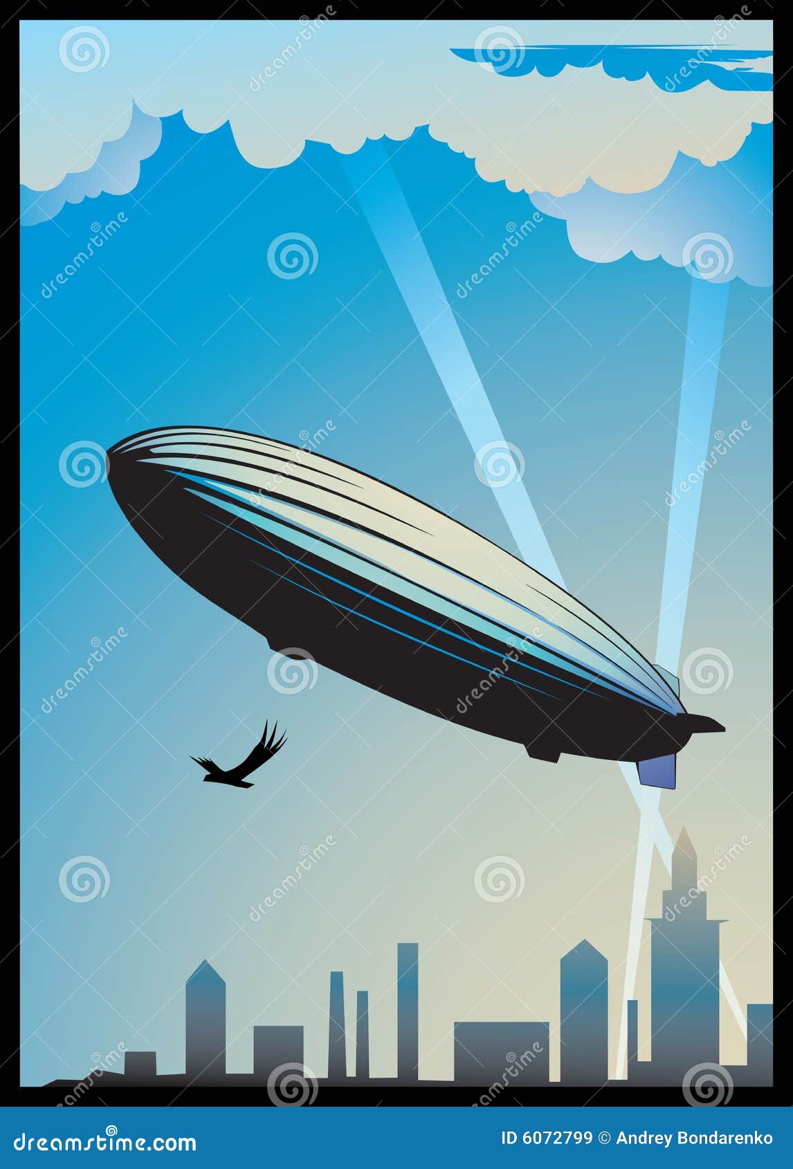 Zeppelin Ship Silhouette Cartoon Vector | CartoonDealer.com #107208381
