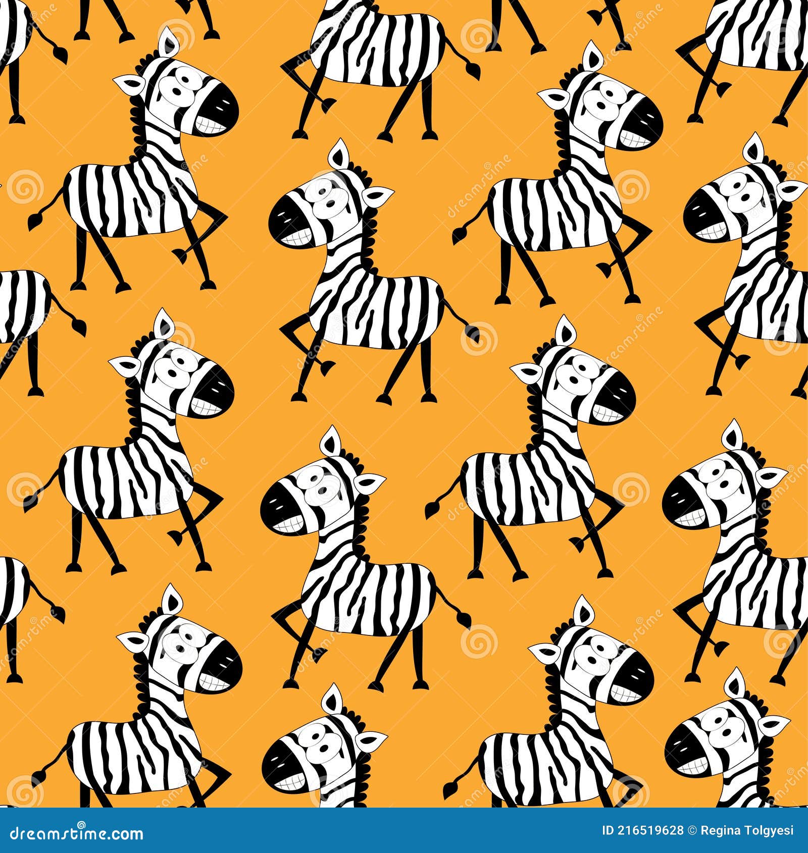 Zerbra Seamless Pattern. Funny Hand Drawn Vector Graphics Stock Vector ...