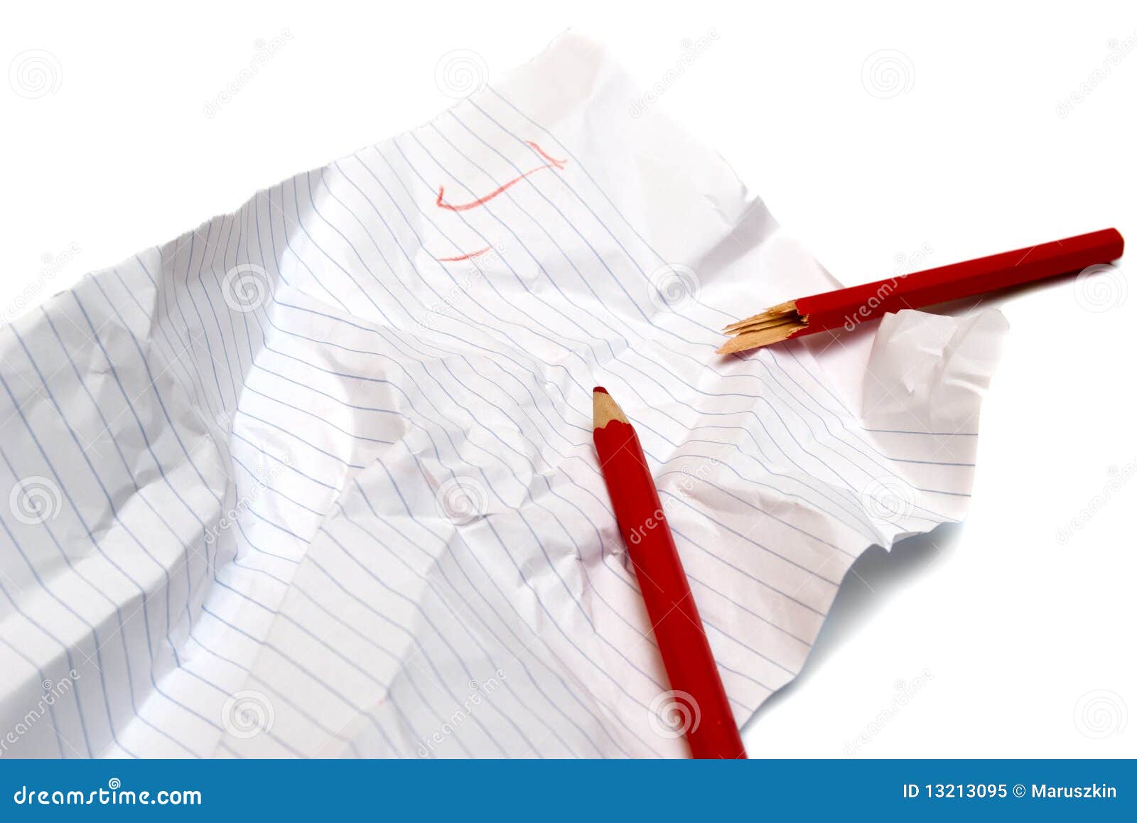 Zerknitterter Papier- Und Unterbrochener Bleistift Stockbild - Bild von ...