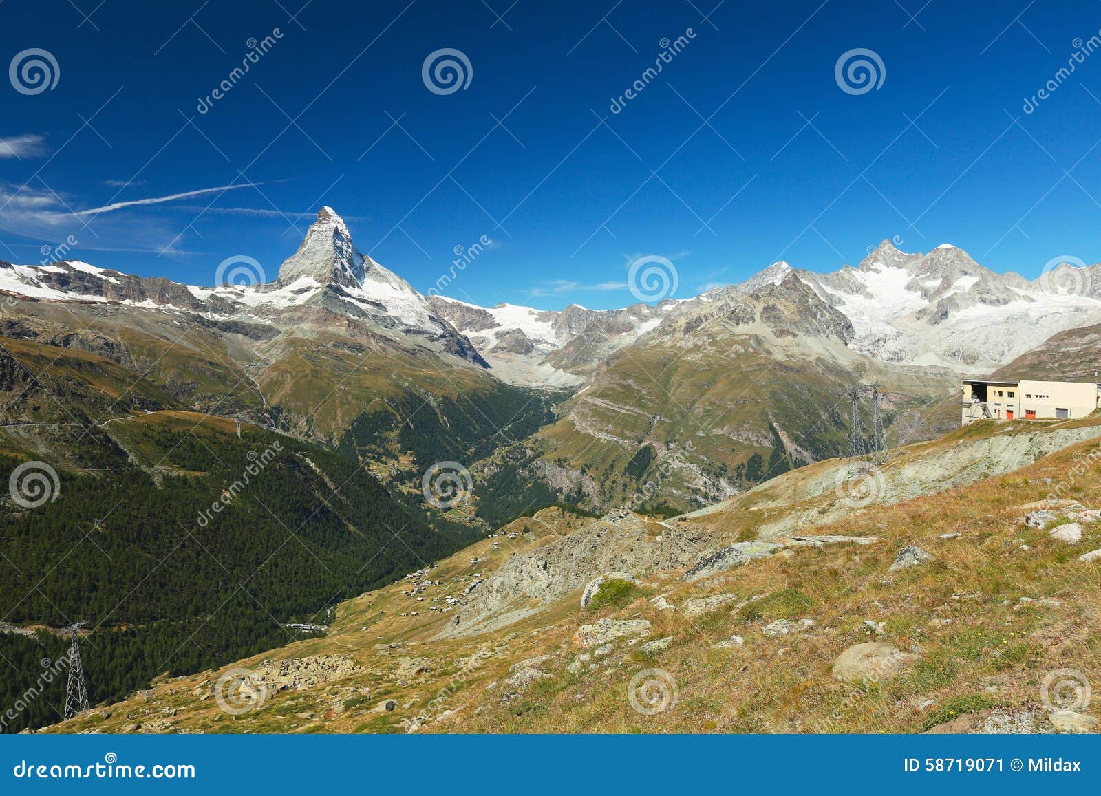Zermatt stock image. Image of forest, matterhorn, cableway - 58719071