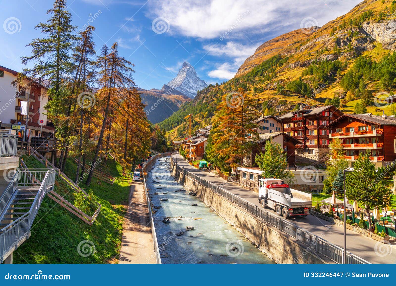 Zermatt, Switzerland on the Matter Vispa with the Matterhorn Stock ...