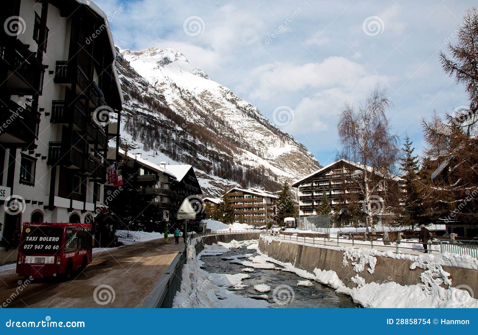 Zermatt Village in Winter Scene Editorial Stock Image - Image of ...