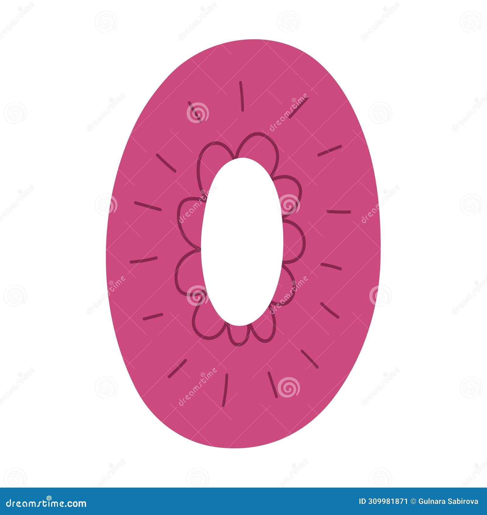 Hand Drawn Number Zero Symbol for Kids. Leaning Numbers for Preschool ...