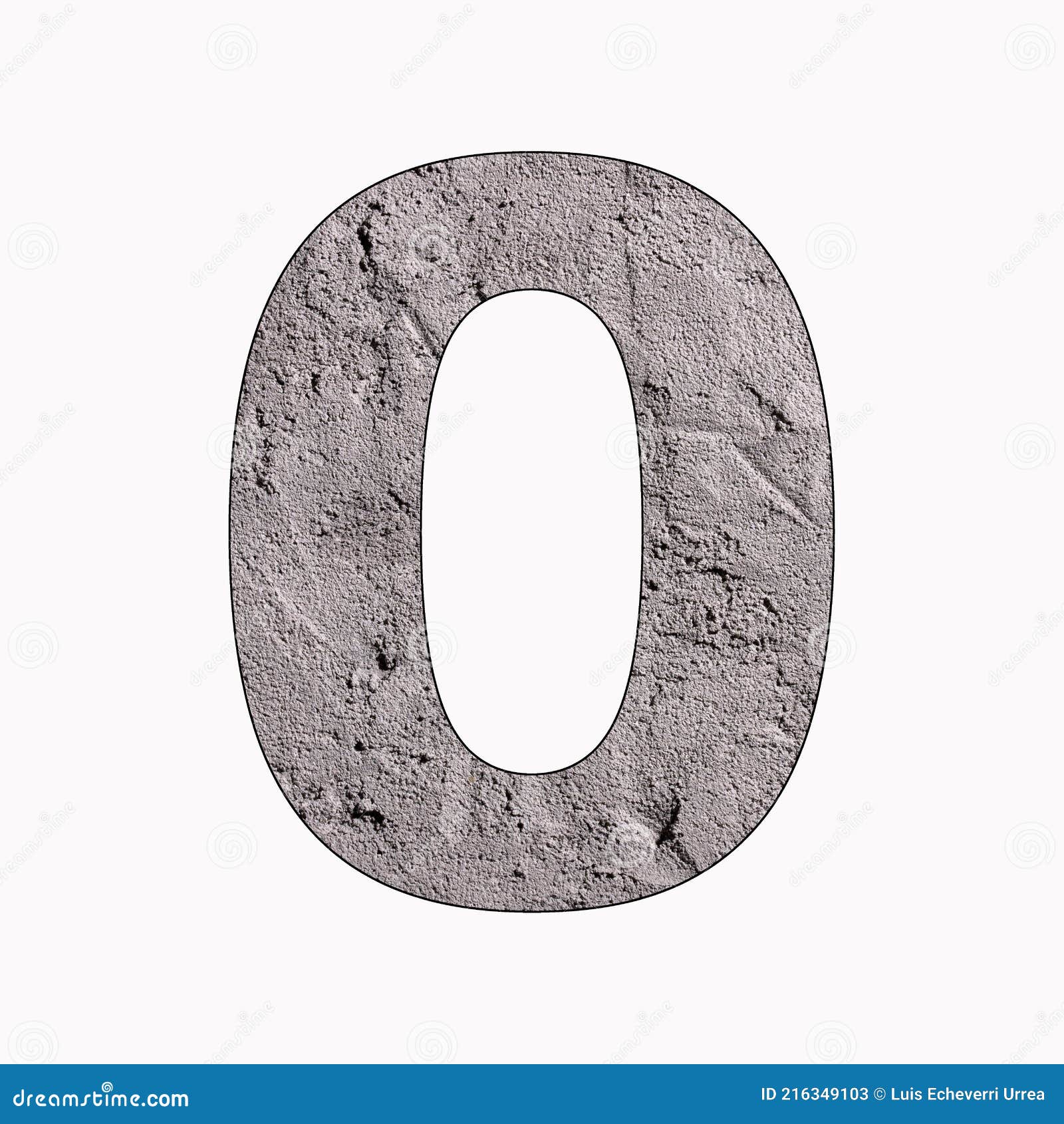 Number 0 on Gray Stucco Texture Isolated on White Background Stock ...