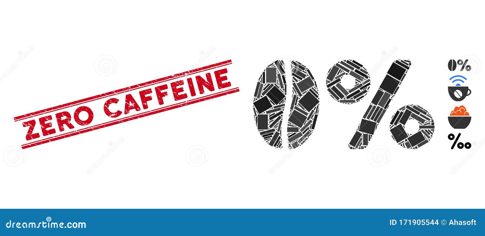 Zero Caffeine Mosaic and Scratched Zero Caffeine Watermark with Lines ...
