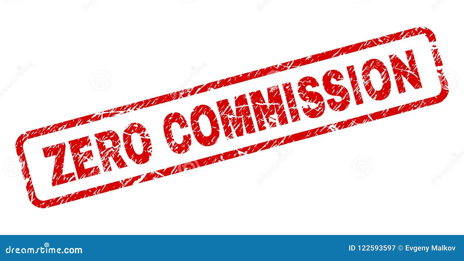 Scratched ZERO COMMISSION Rounded Rectangle Stamp Stock Vector ...